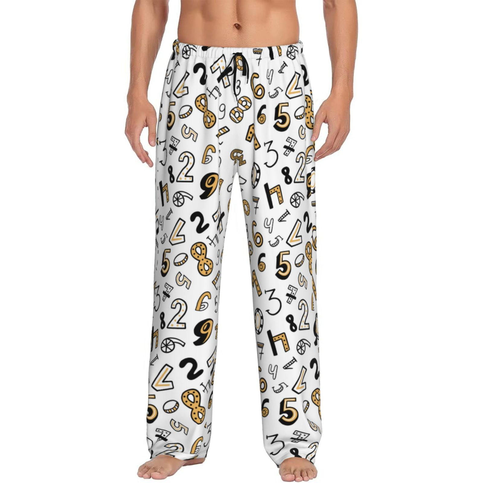 Mens Pajama Pants, Cute Math Numbers Lounge Pj Pants With Drawstring ...