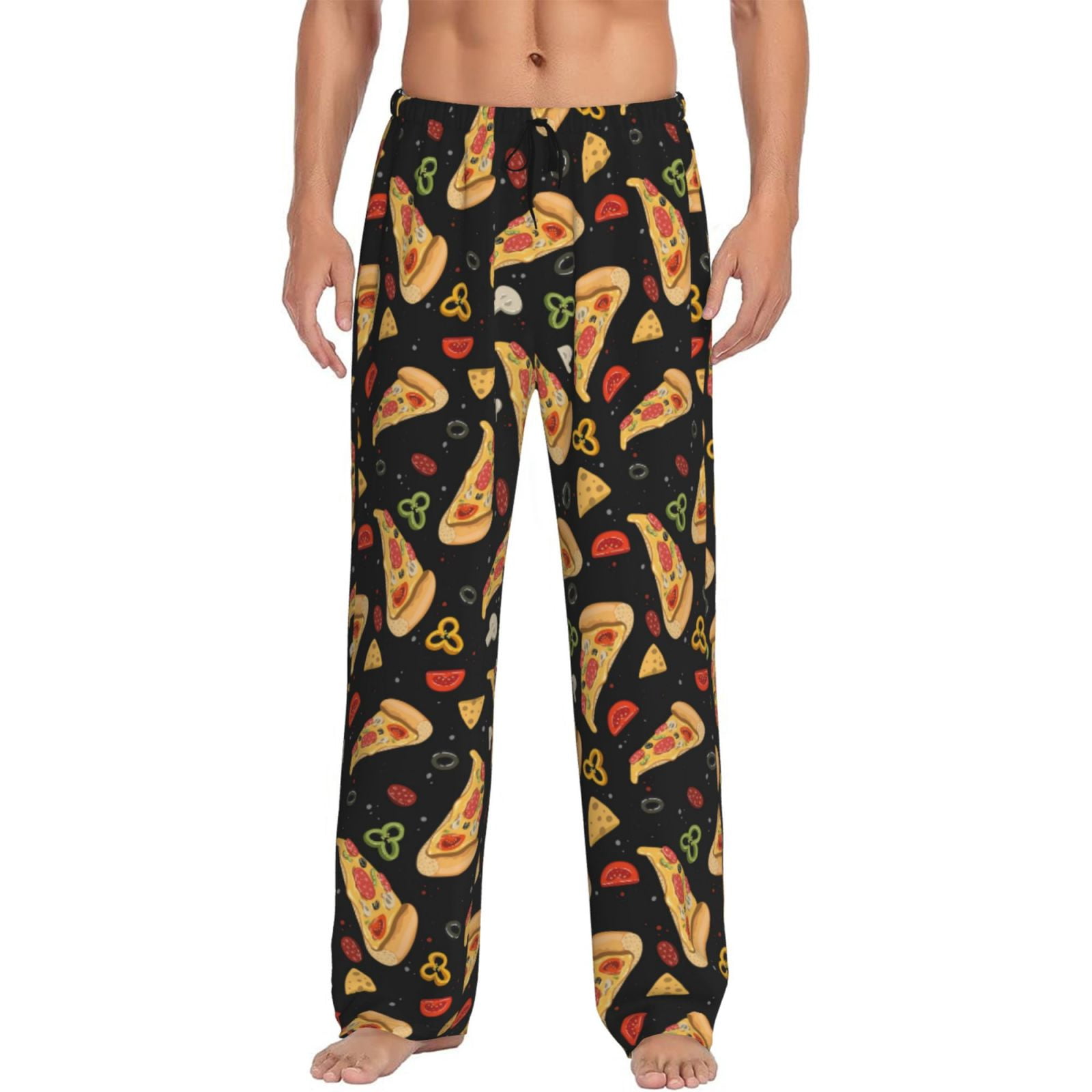 Mens Pajama Pants, Cute Pizza Cheese Pepper Lounge Pj Pants With ...
