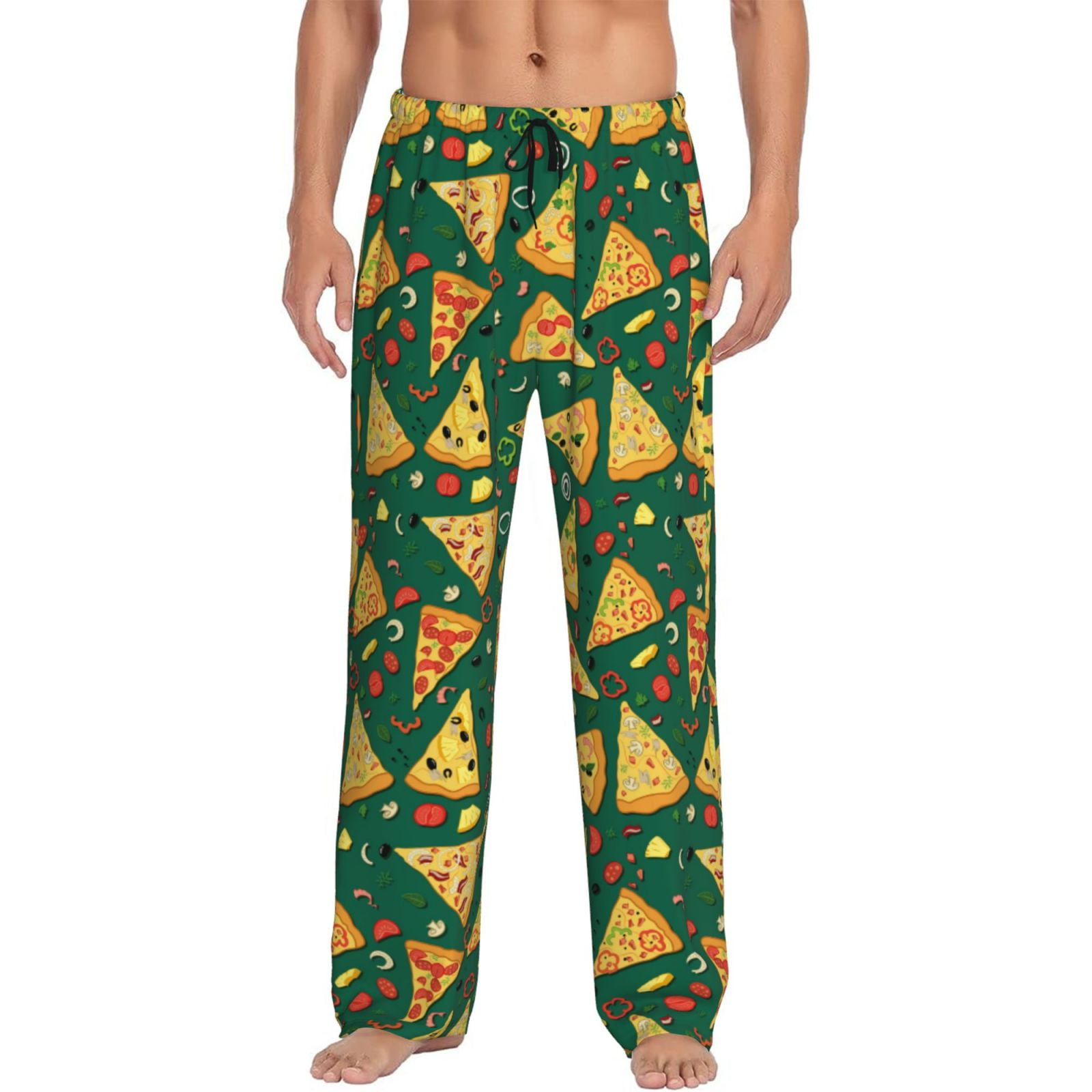 Mens Pajama Pants - Cute Pizza Food Mens Sleepwear, Lounge Pj Pants ...