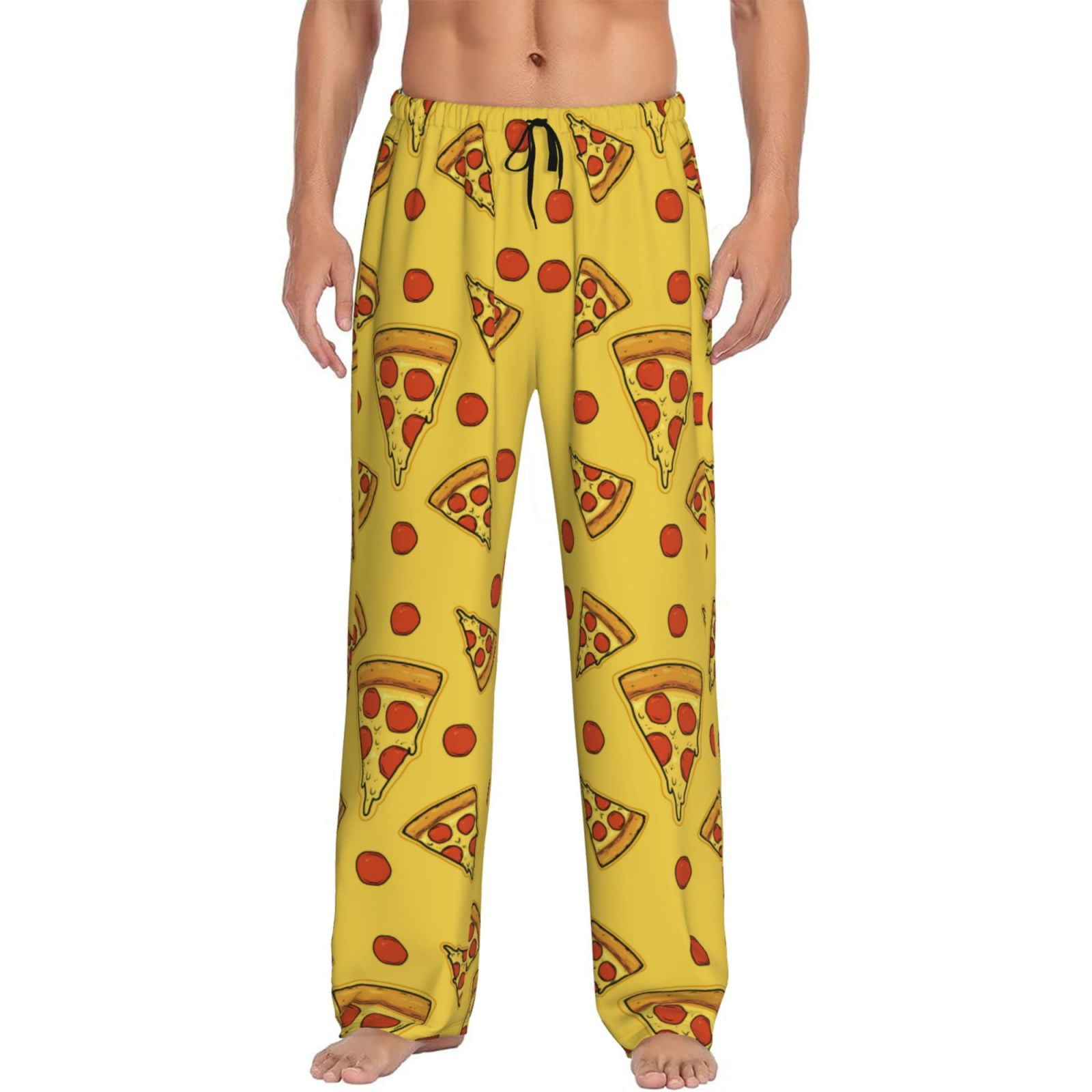 Mens Pajama Pants, Cute Pizza Red Food Lounge Pj Pants With Drawstring ...