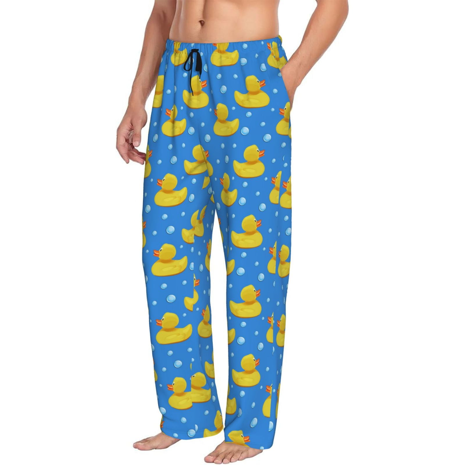 Mens Pajama Pants, Cute Yellow Rubber Ducks Mens PJ Pants Bottoms Sleep ...