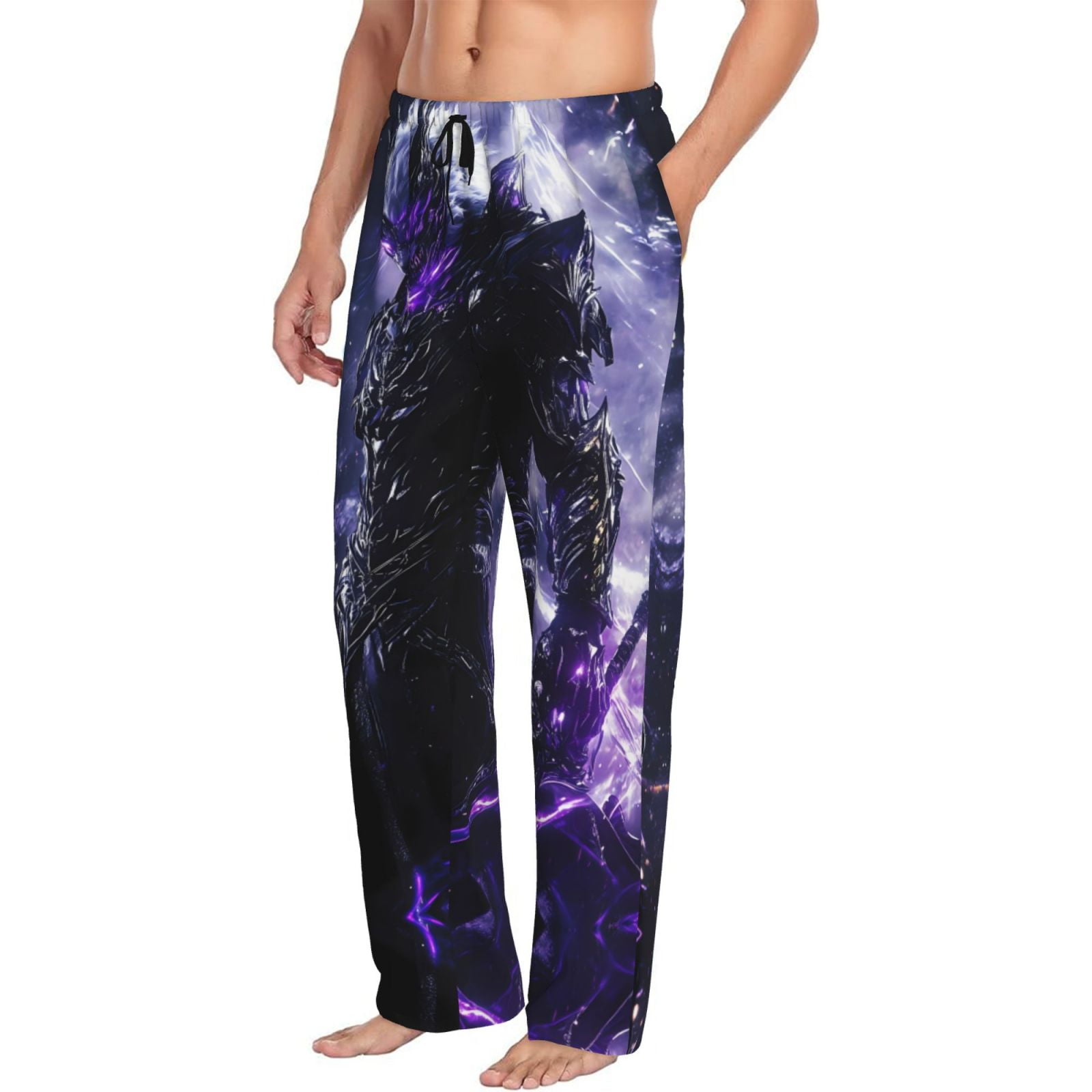 Mens Pajama Pants, Dark Knight Purple Aura Lounge PJ Pants With ...