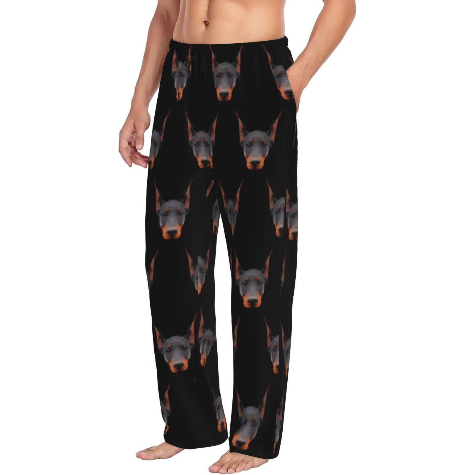 Mens Pajama Pants Doberman Dog Portrait Sleep & Lounge Pants with Two ...