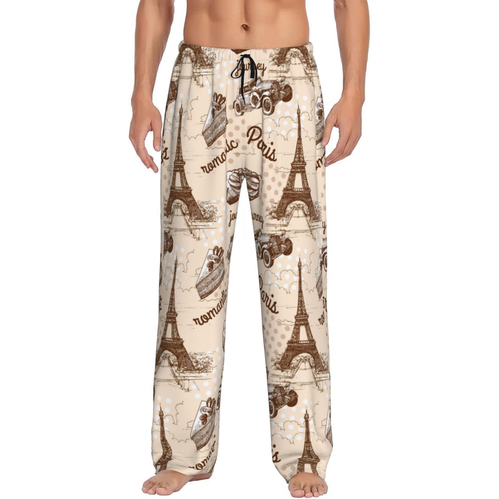 Mens Pajama Pants Eiffel Tower Vintage Mens Pajama Pants, Soft Sleep ...