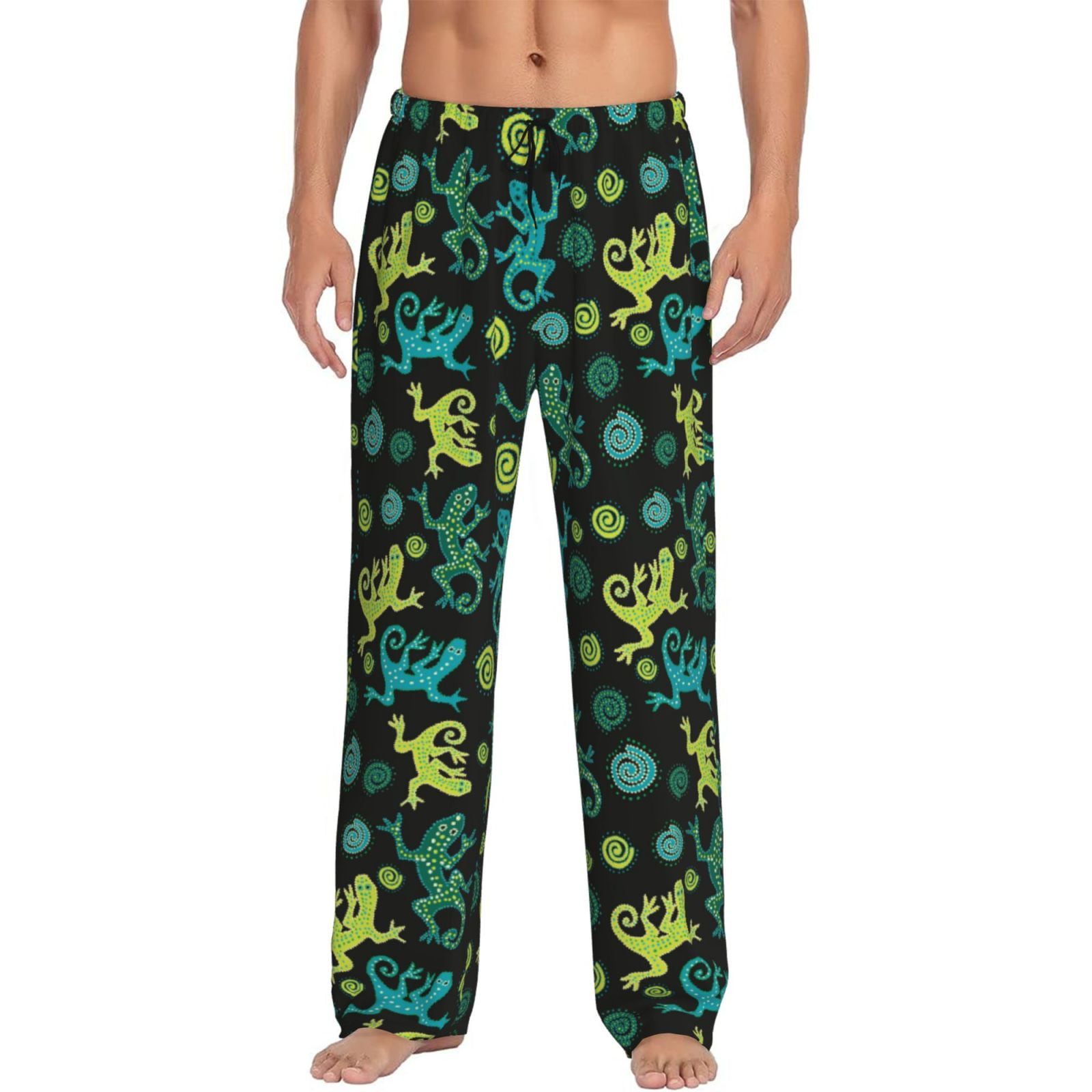 Mens Pajama Pants, Exotic Abstract Cute Gecko Lizard Lounge Pj Pants ...