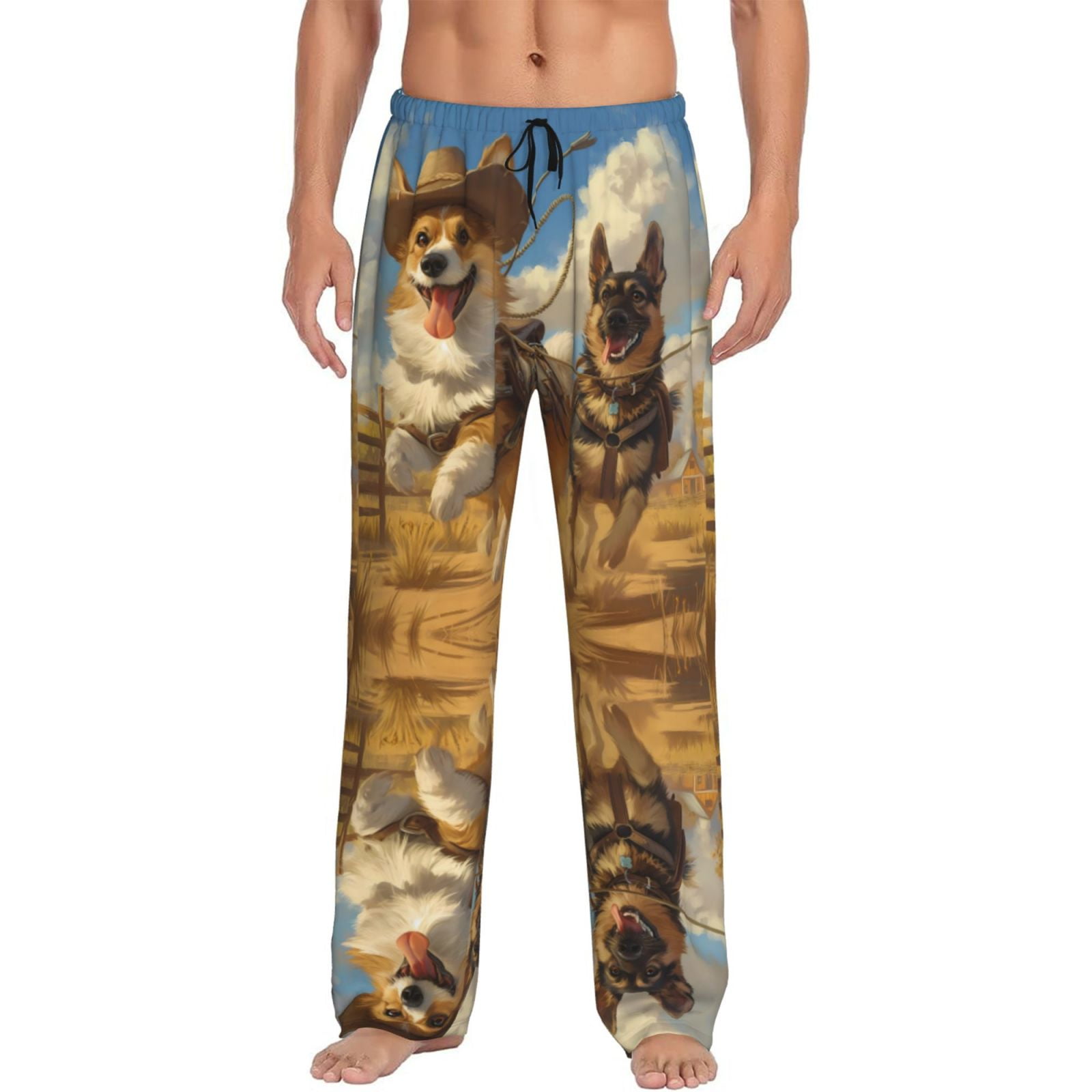 Mens Pajama Pants, Farm Corgi German Shepherd Lounge Pj Pants With ...
