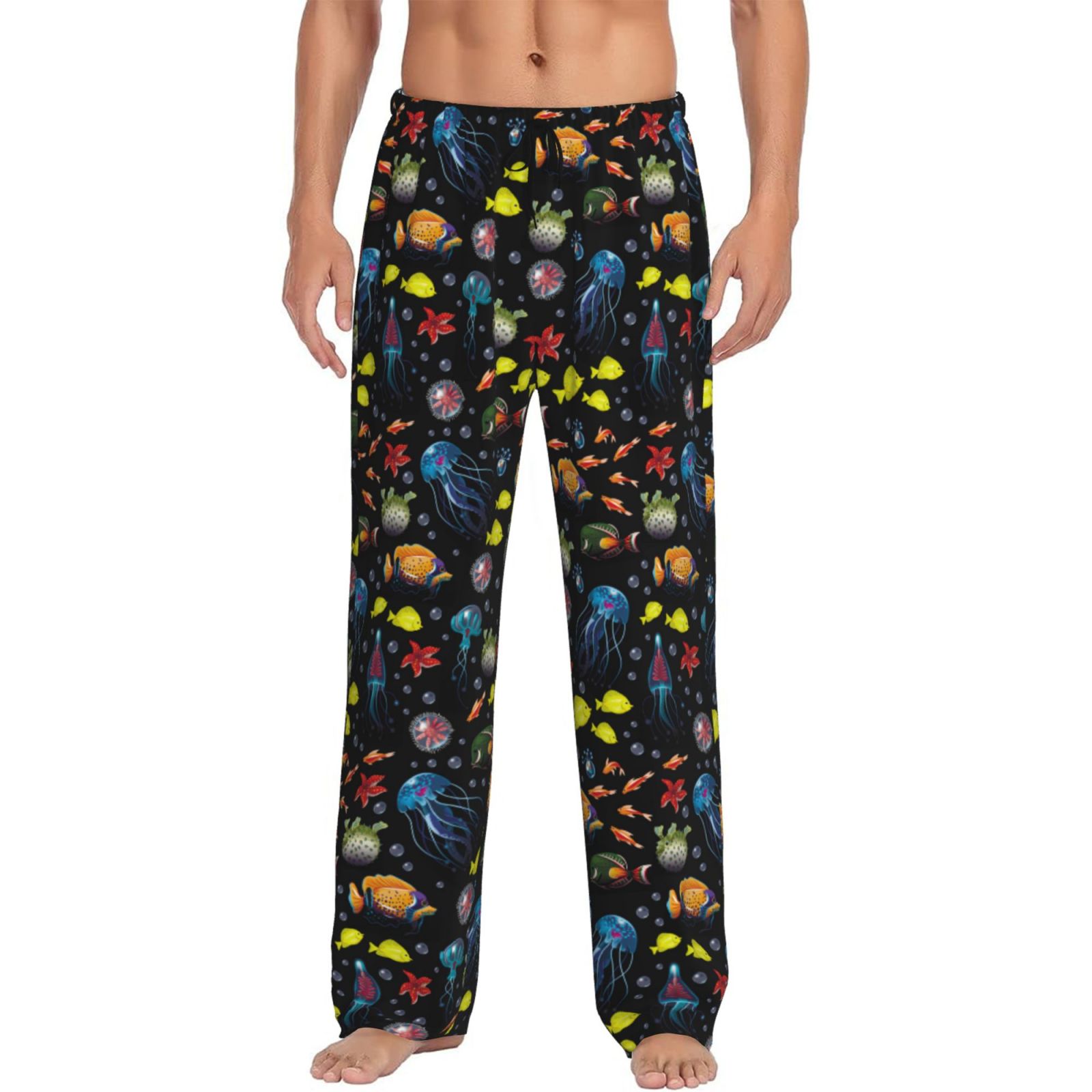 Mens Pajama Pants - Fish Jellyfish Starfish Mens Sleepwear, Lounge Pj ...