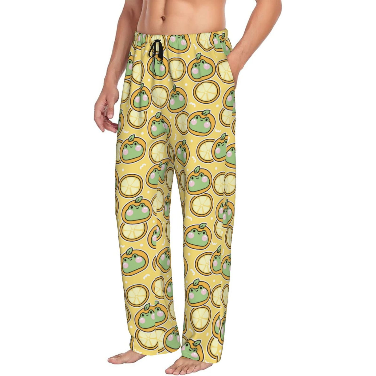 Mens Pajama Pants, Frog In Orange Hat Mens PJ Pants Bottoms Sleep Pants ...