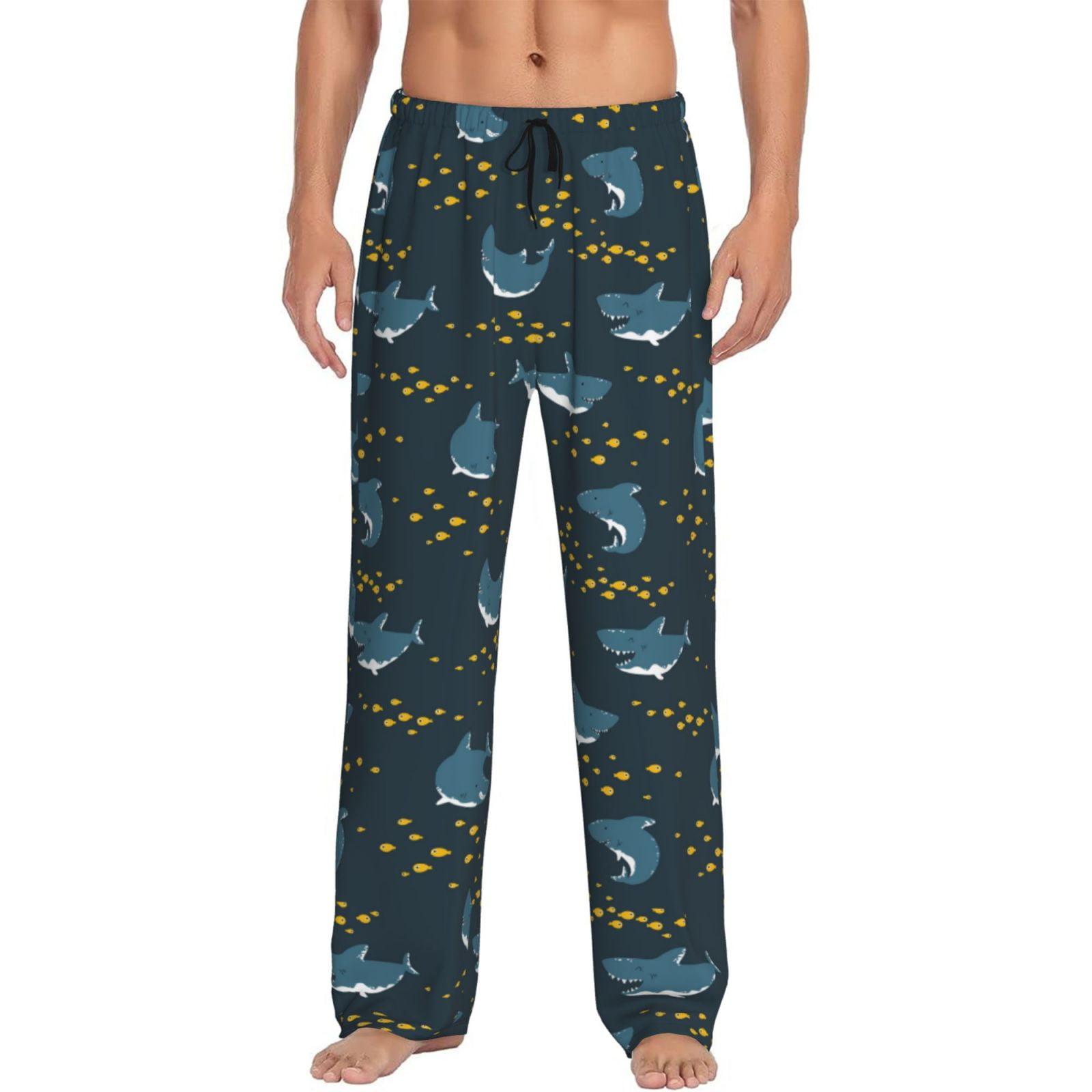 Mens Pajama Pants, Funny Cute Happy Shark Lounge Pj Pants With ...