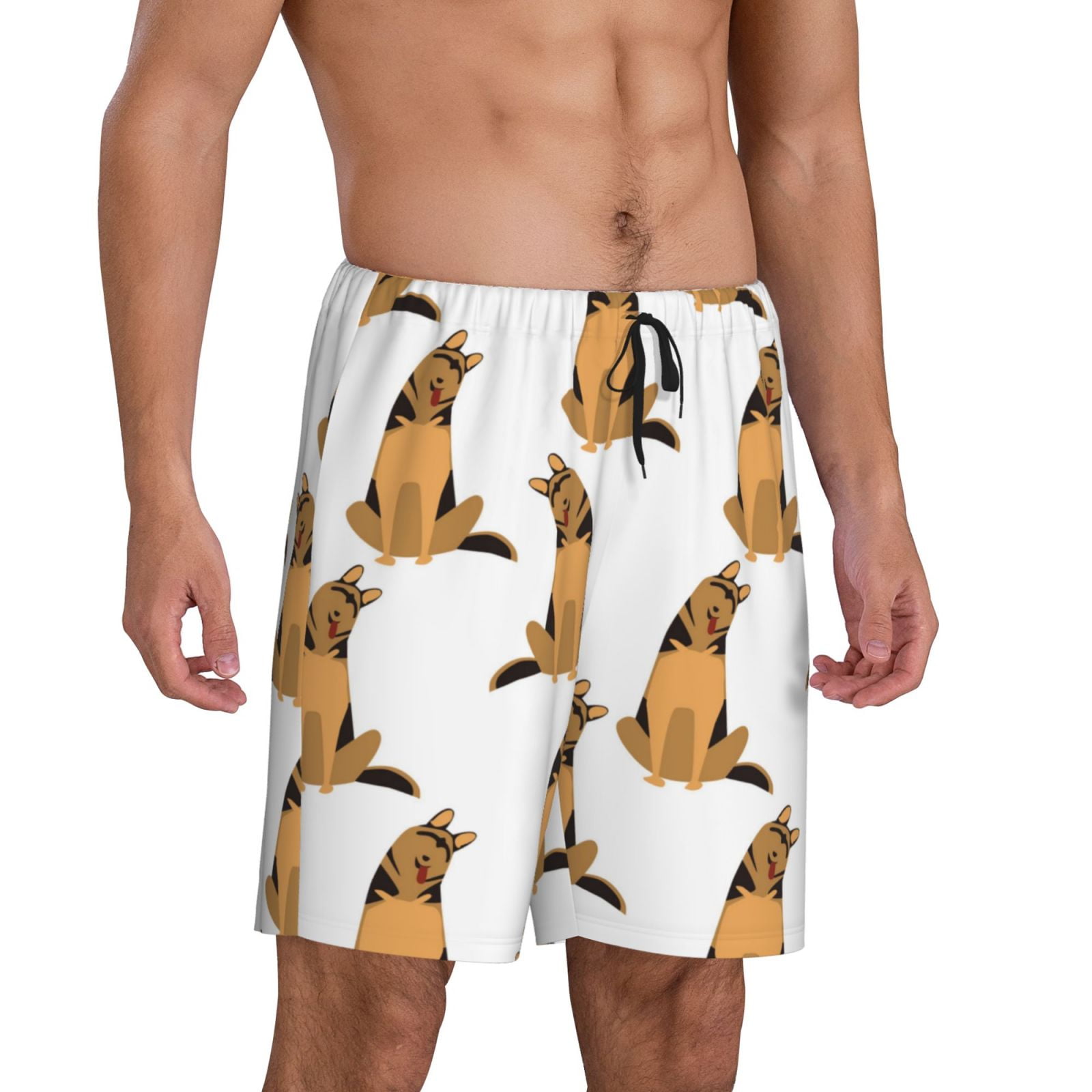 Mens Pajama Pants - German Shepherd Dog Yellow Sleep Shorts Mens Pajama ...