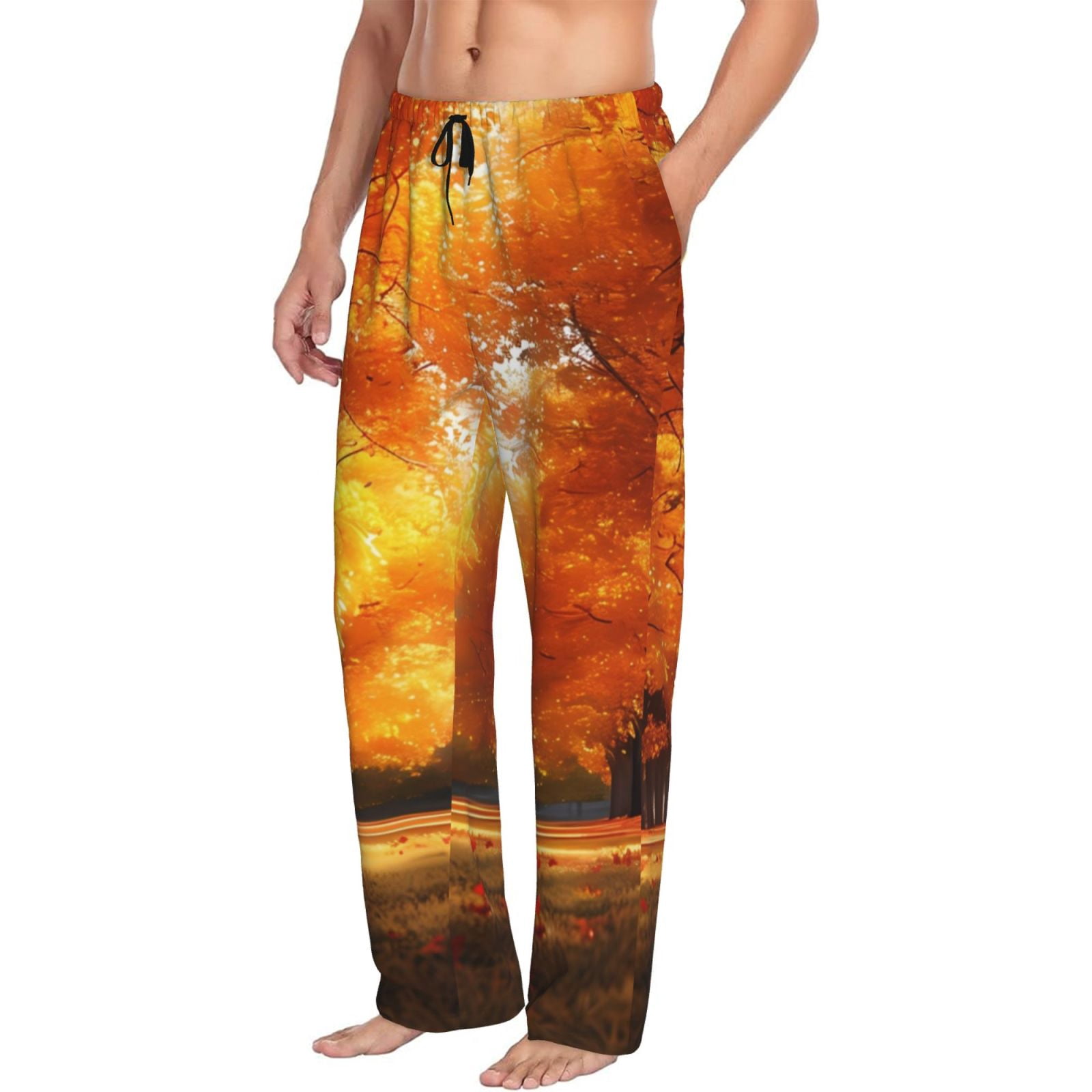 Mens Pajama Pants, Golden Autumn Tree Avenue Soft Sleep & Lounge Pants ...