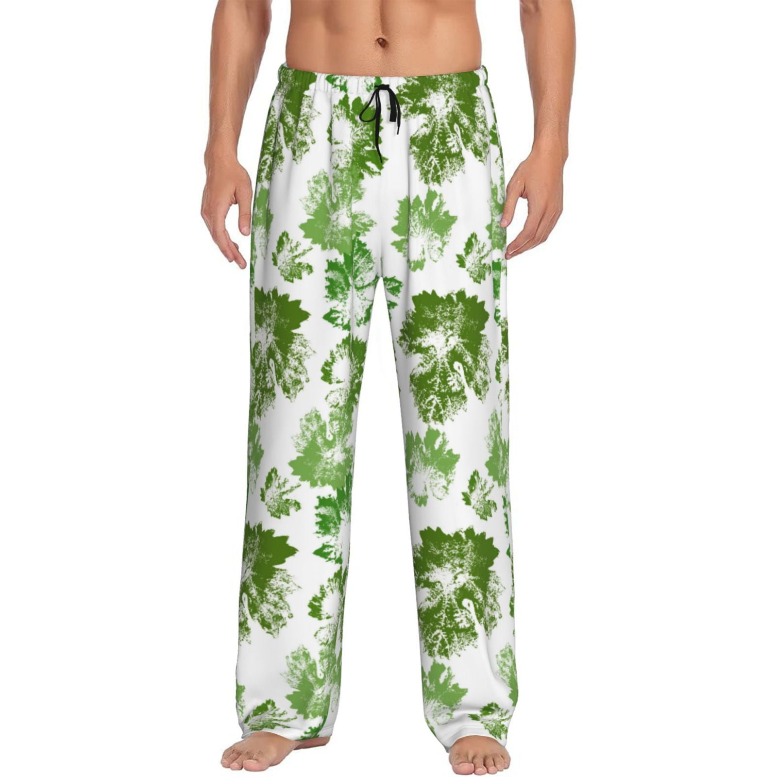 Mens Pajama Pants, Grape Green Leaf Lounge Pj Pants With Drawstring, Men'S Sleepwear Pajama ...