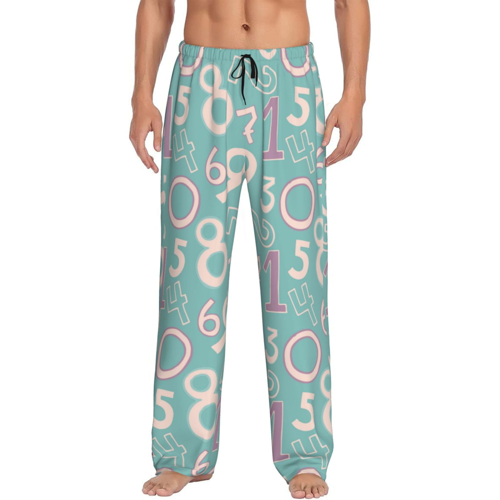 Mens Pajama Pants - Green Math Numbers Mens Sleepwear, Lounge Pj Pants ...