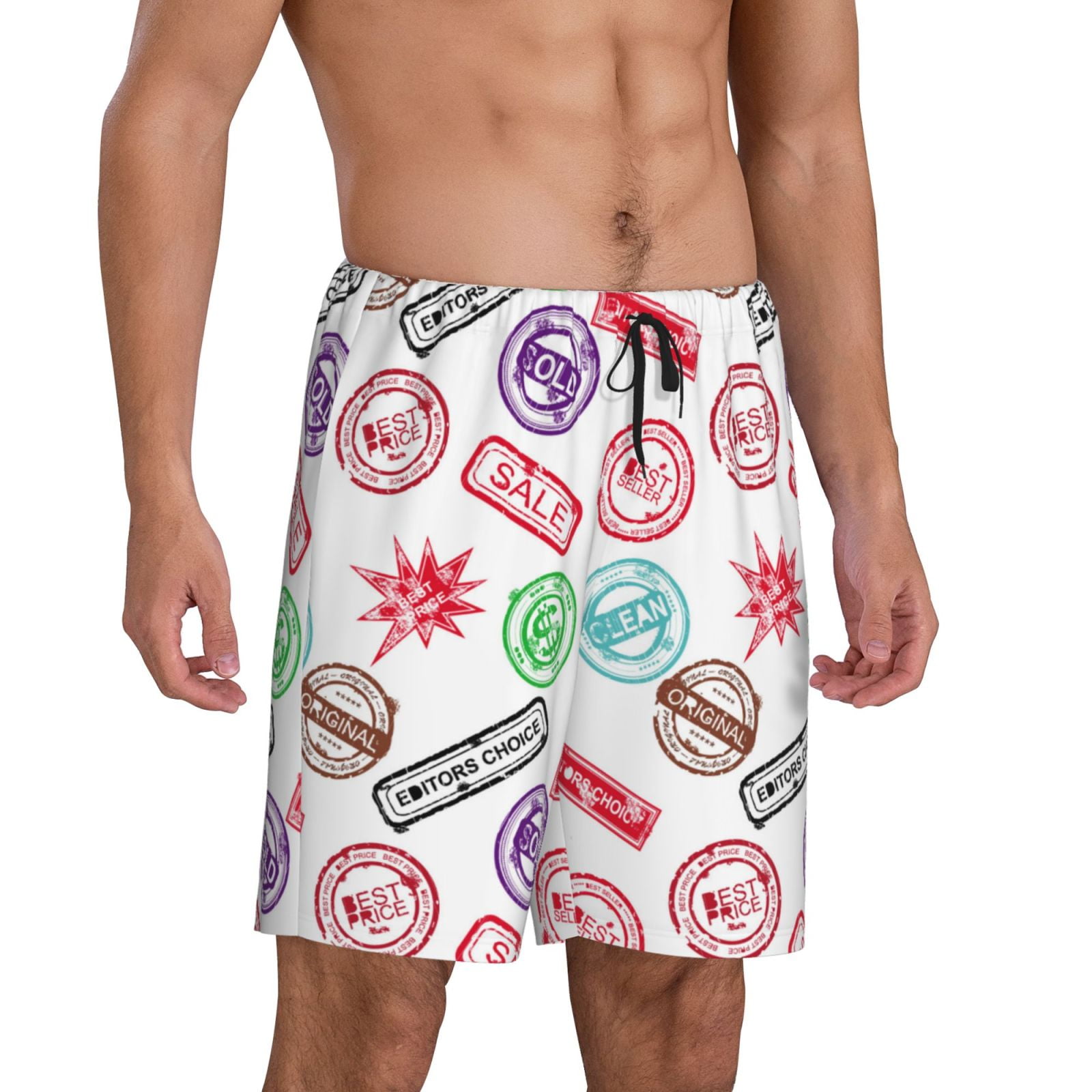 Mens Pajama Pants - Hilarious Postmark Pattern Sleep Shorts Mens Pajama ...