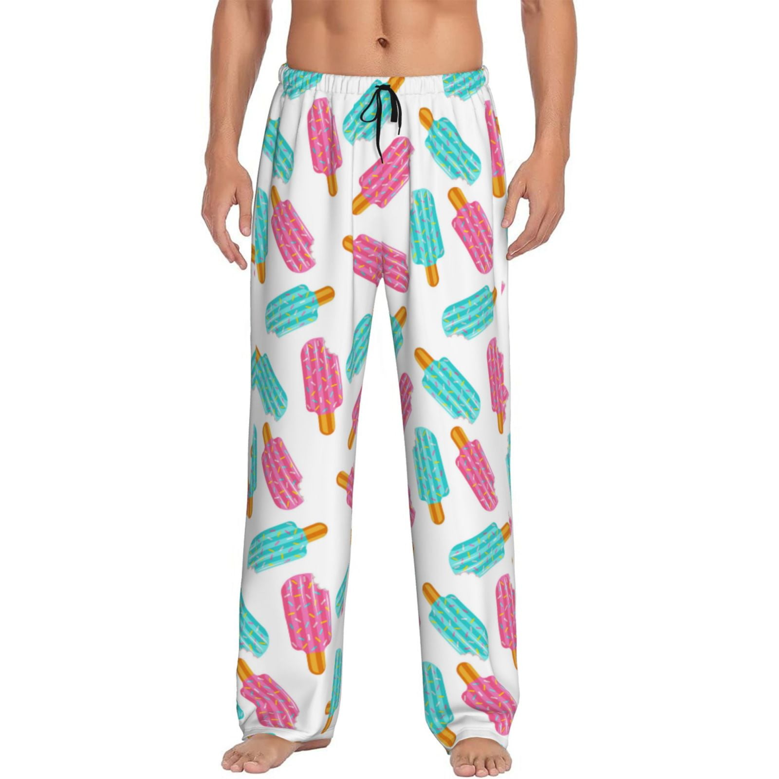 Mens Pajama Pants, Ice Popsicle Print Lounge Pj Pants With Drawstring ...