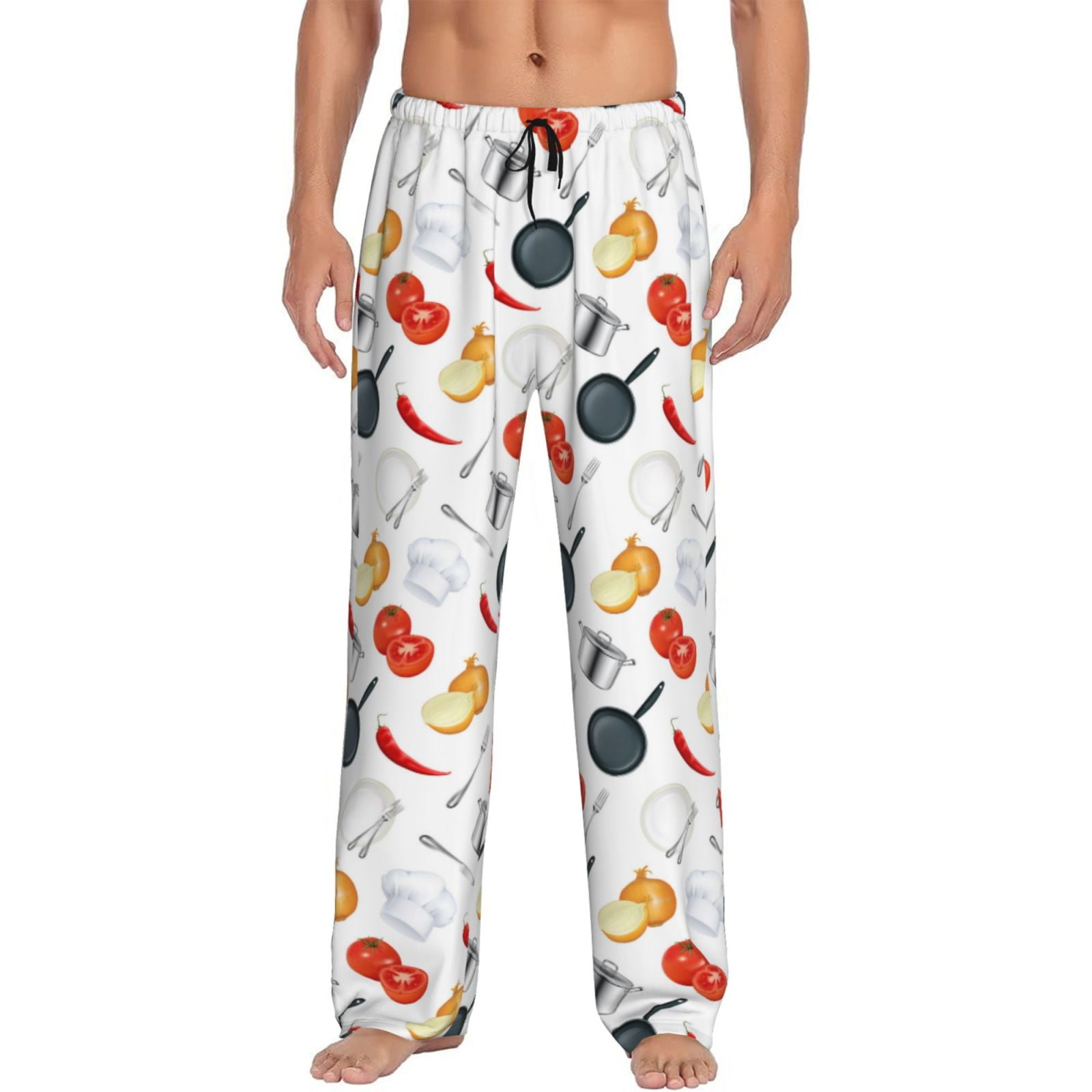 Mens Pajama Pants, Kitchen Utensils Pattern Lounge Pj Pants With ...