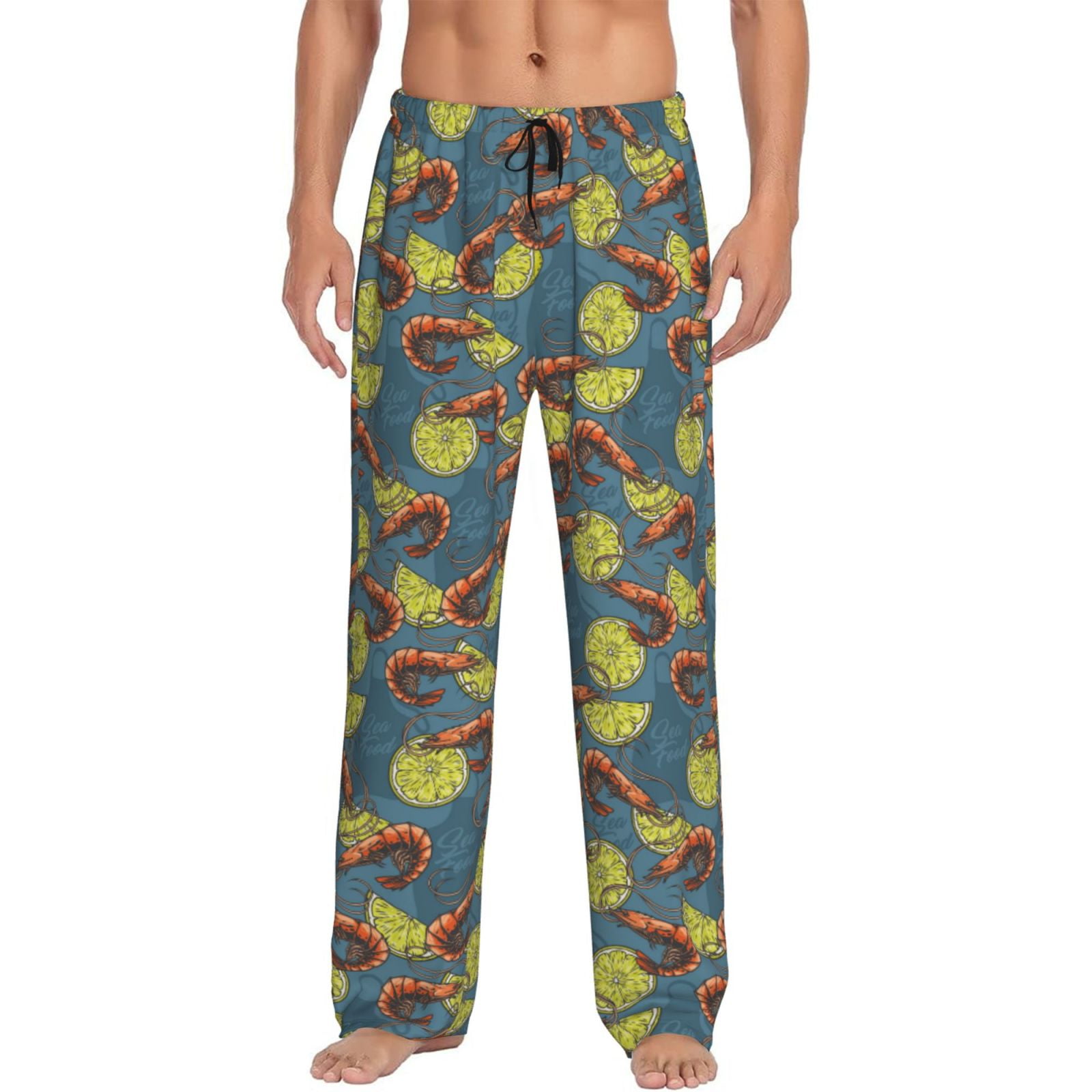 Mens Pajama Pants, Lemon Sliced Shrimp Lounge Pj Pants With Drawstring ...