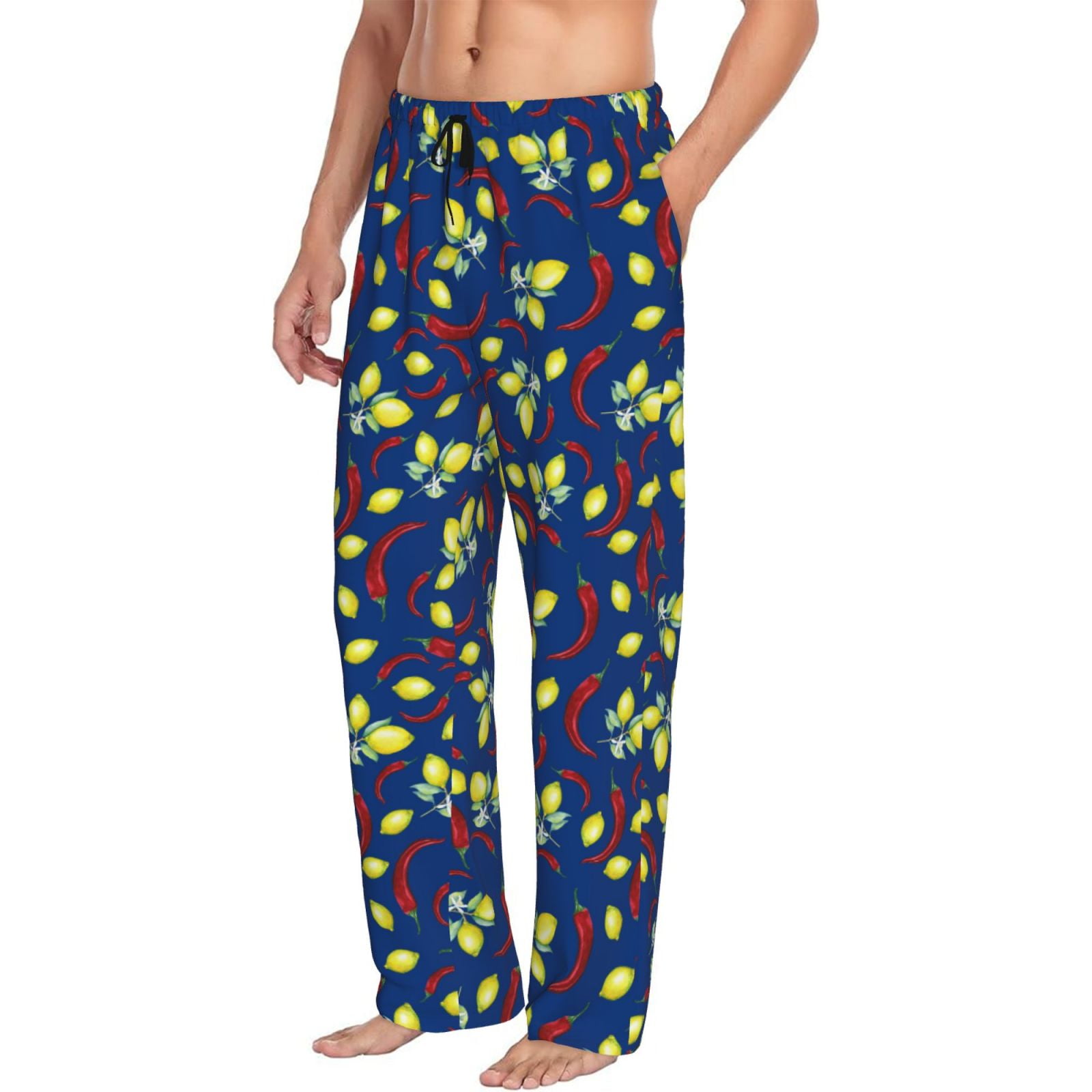 Mens Pajama Pants, Lemons And Chili Mens PJ Pants Bottoms Sleep Pants Lounge Pants with Pockets ...