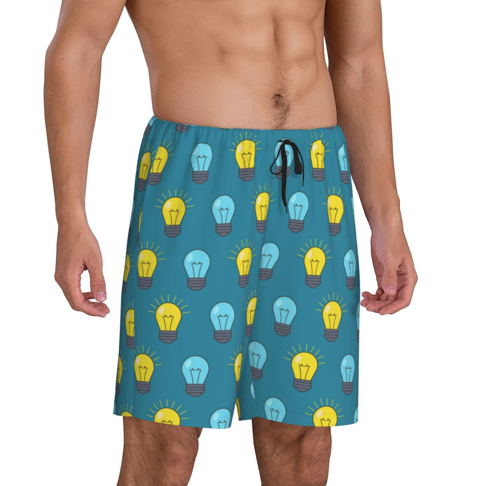 Mens Pajama Pants - Light Bulb Blue Yellow Sleep Shorts Mens Pajama ...