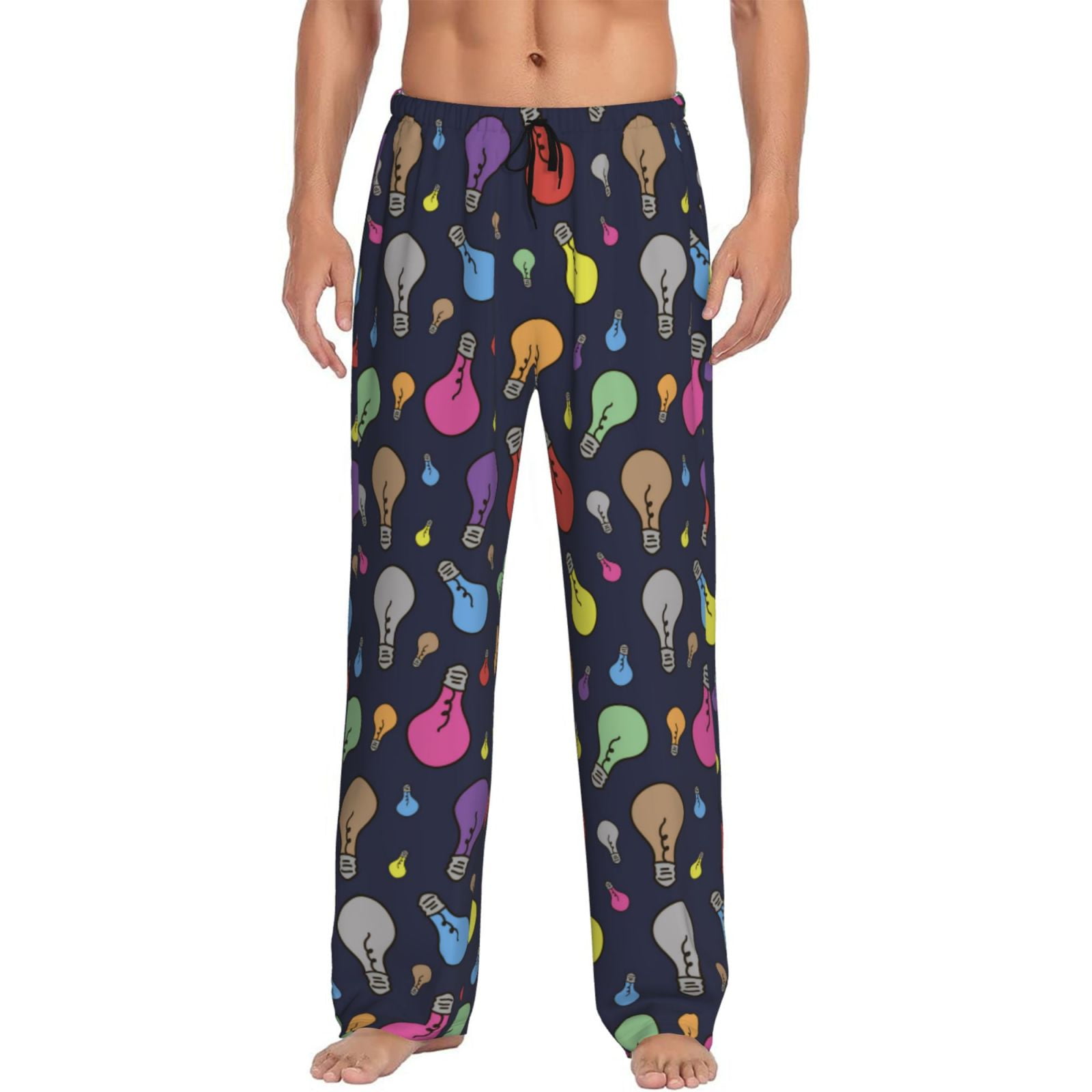 Mens Pajama Pants, Light Bulb Colorful Lounge Pj Pants With Drawstring ...