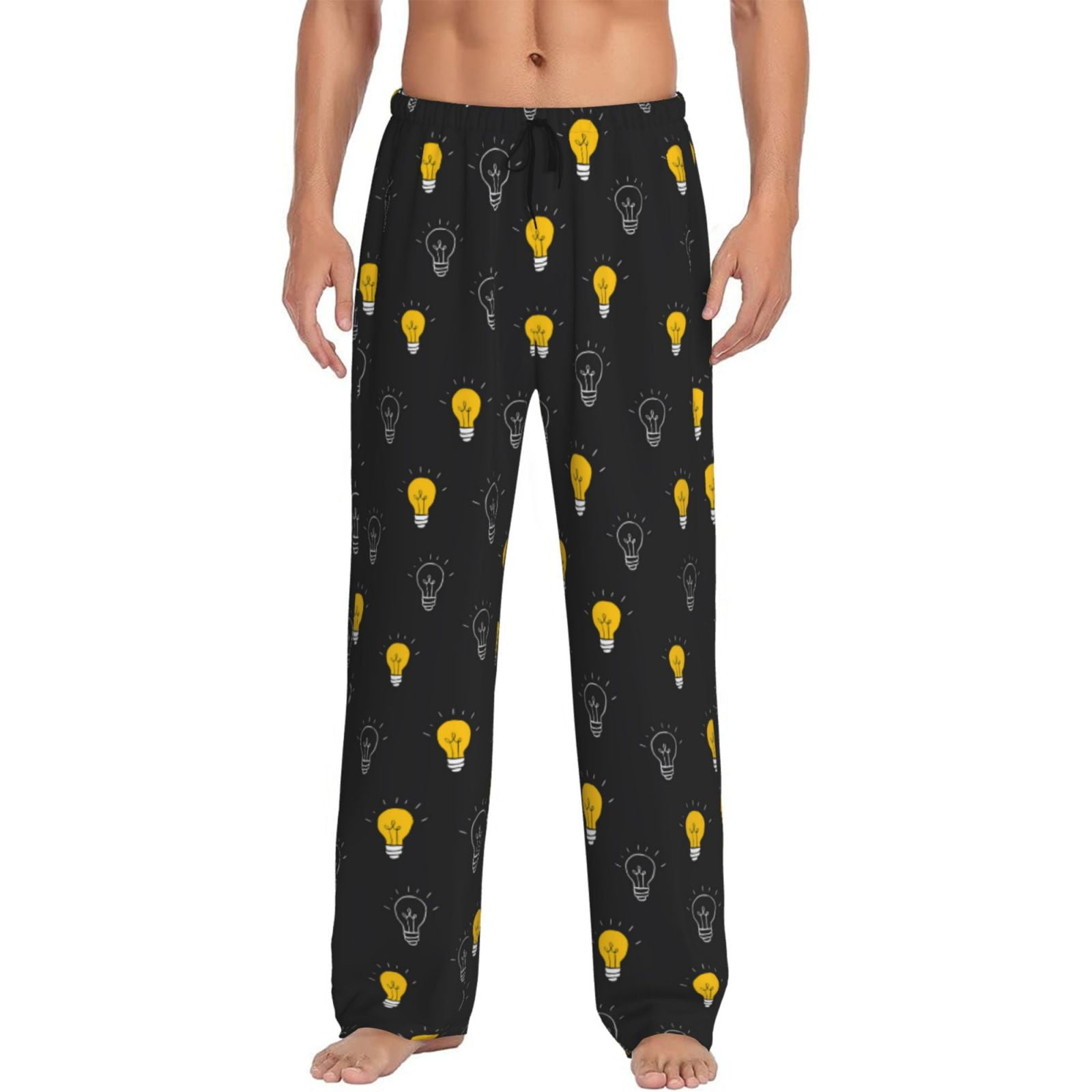 Mens Pajama Pants - Light Bulb Pattern Blue Mens Sleepwear, Lounge Pj ...