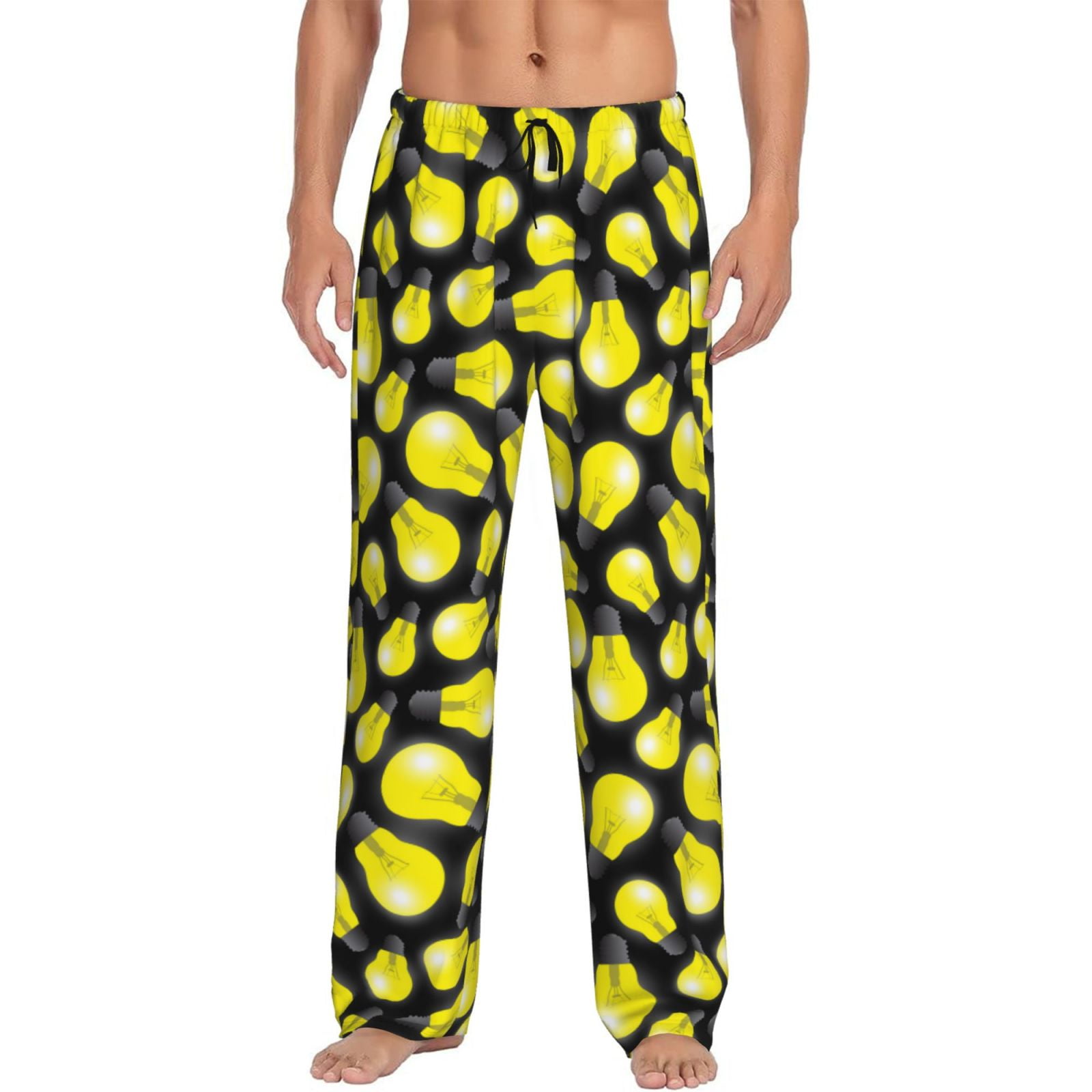 Mens Pajama Pants, Light Bulb Pattern Bright Lounge Pj Pants With ...