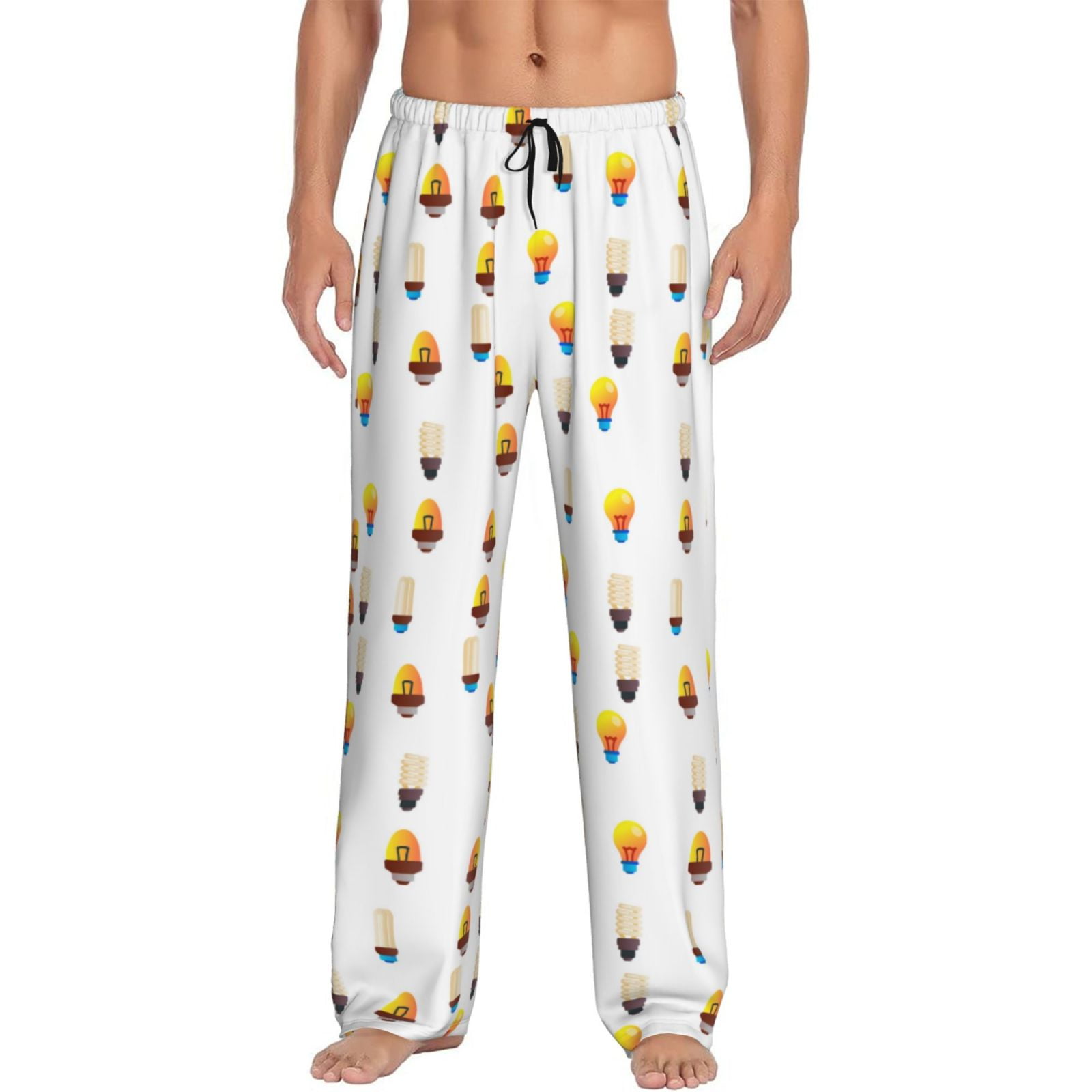 Mens Pajama Pants, Light Bulb Pattern Clean Lounge Pj Pants With ...