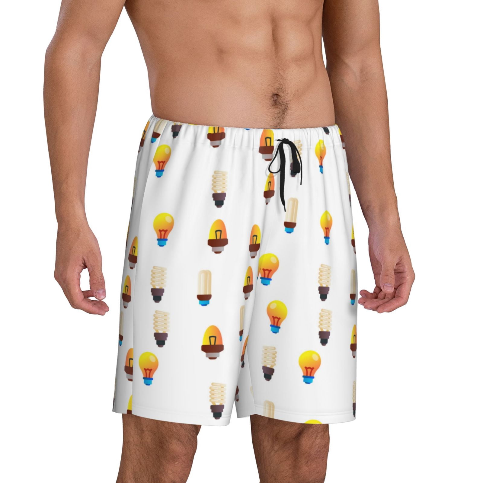 Mens Pajama Pants - Light Bulb Pattern Clean Sleep Shorts Mens Pajama ...