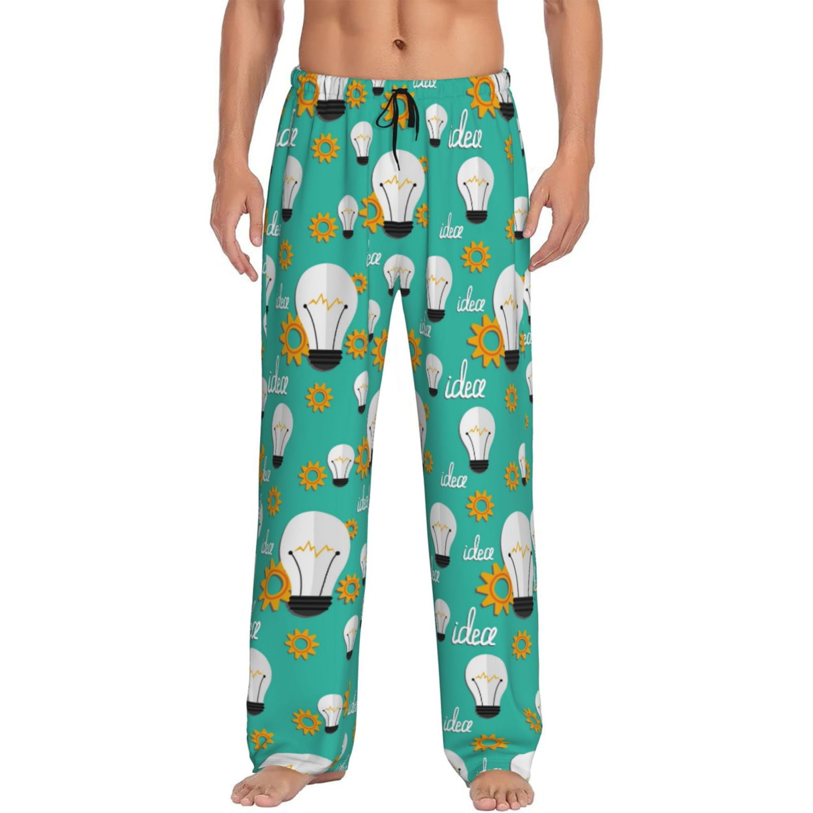 Mens Pajama Pants, Light Bulb Pattern Gear Lounge Pj Pants With ...