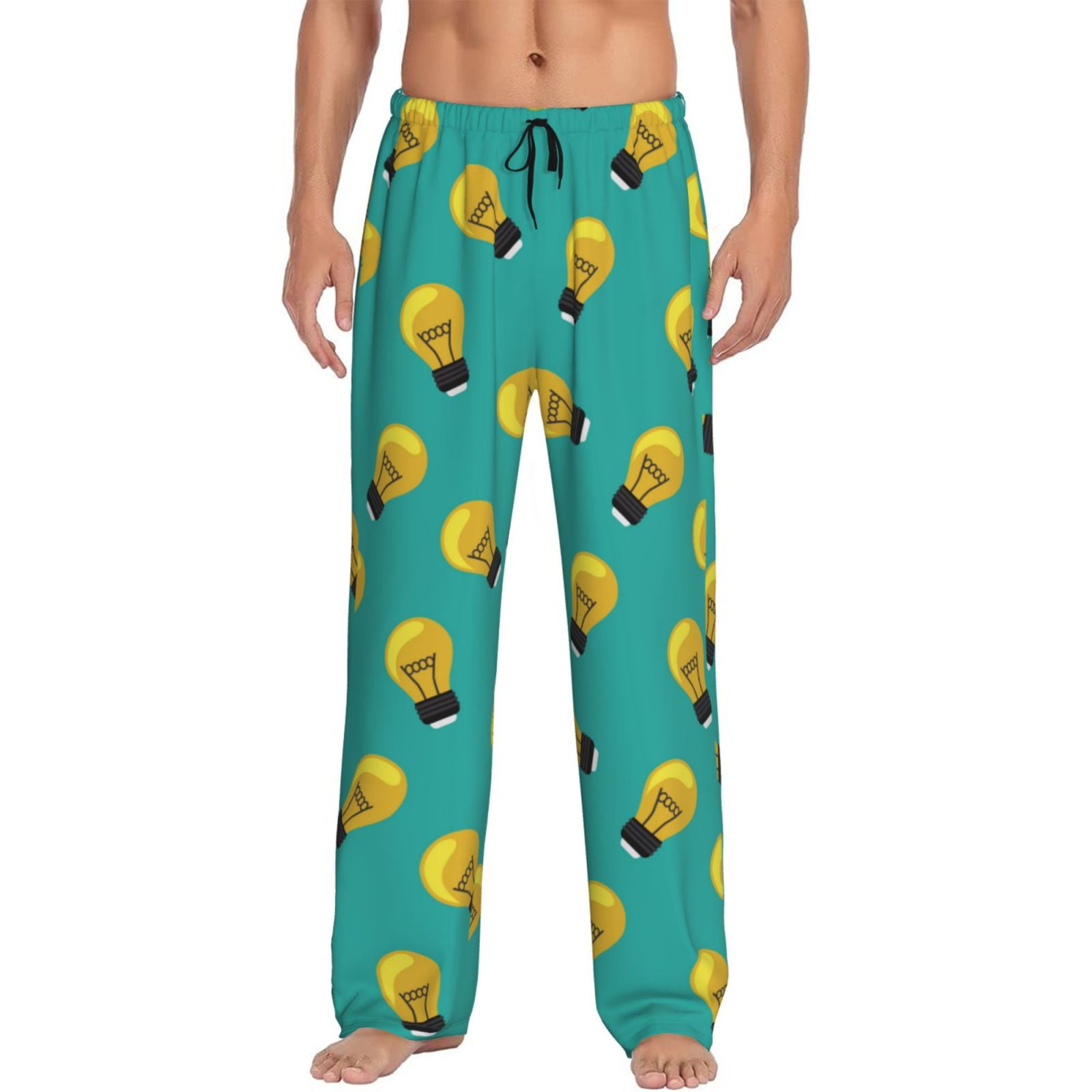 Mens Pajama Pants, Light Bulb Pattern Modern Lounge Pj Pants With ...
