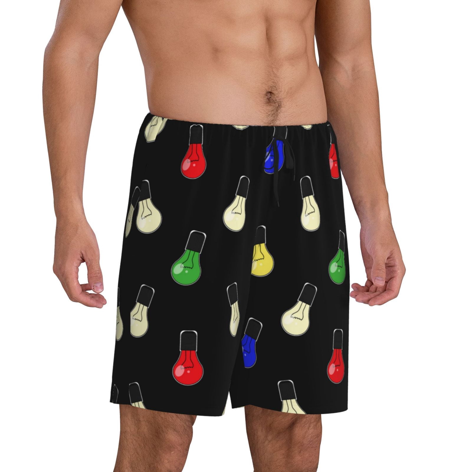 Mens Pajama Pants - Light Bulb Print Colorful Sleep Shorts Mens Pajama ...
