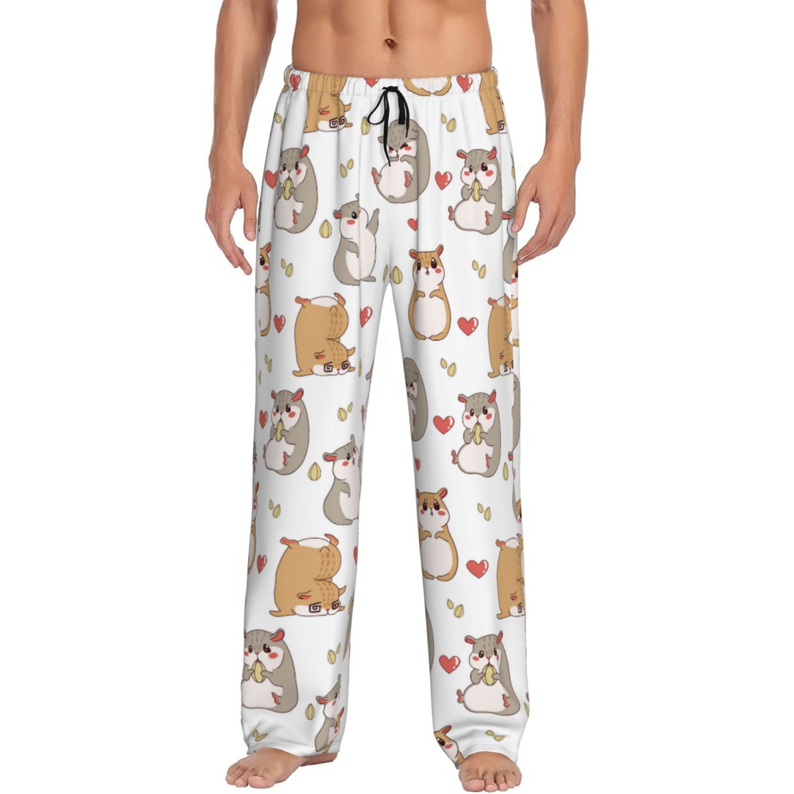 Mens Pajama Pants, Love Cartoon Cute Hamster Lounge Pj Pants With ...
