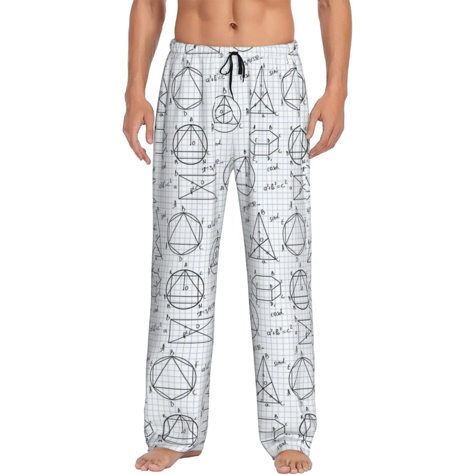 Mens Pajama Pants, Math Formula Print Lounge Pj Pants With Drawstring ...