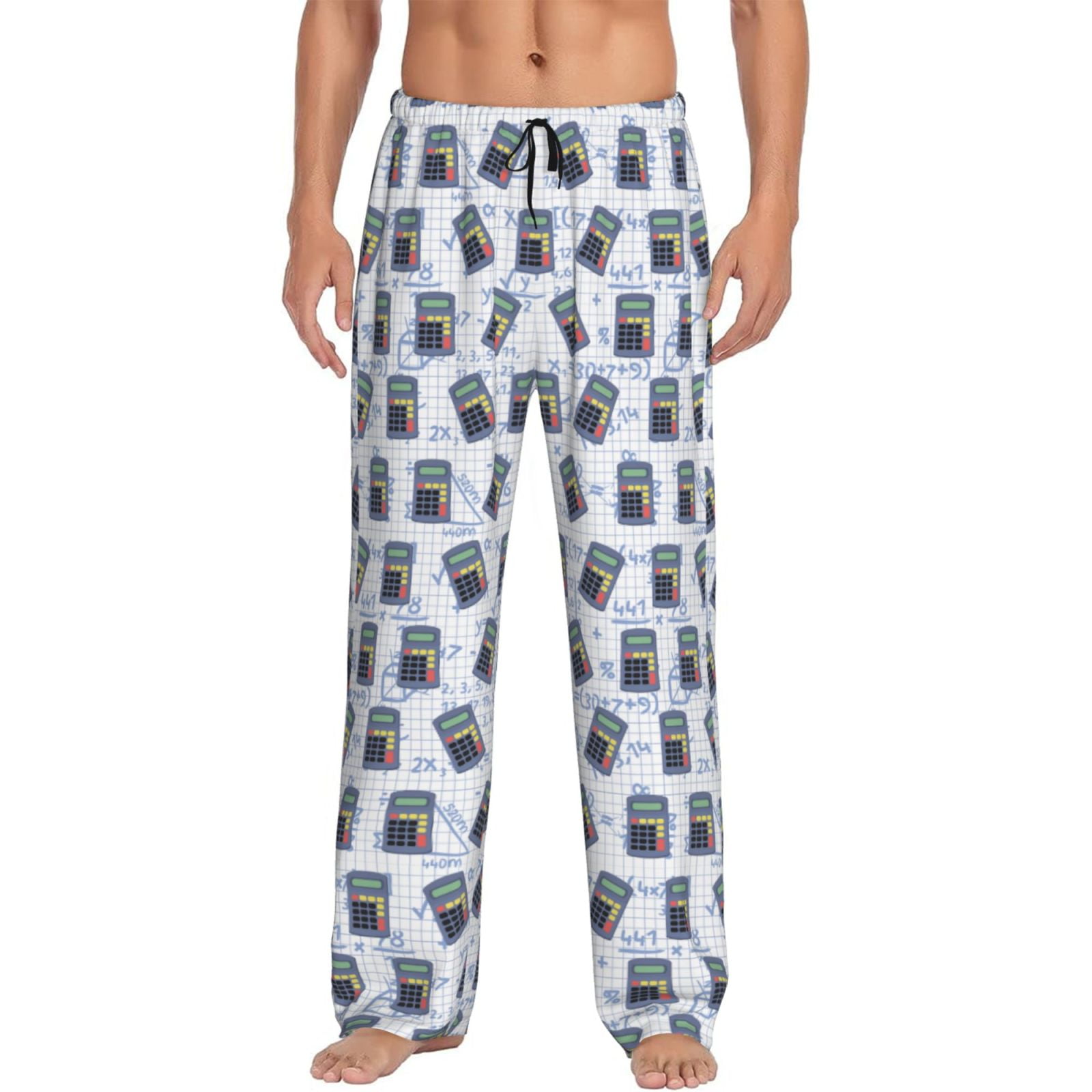 Mens Pajama Pants, Math Number Print Calculator Lounge Pj Pants With ...