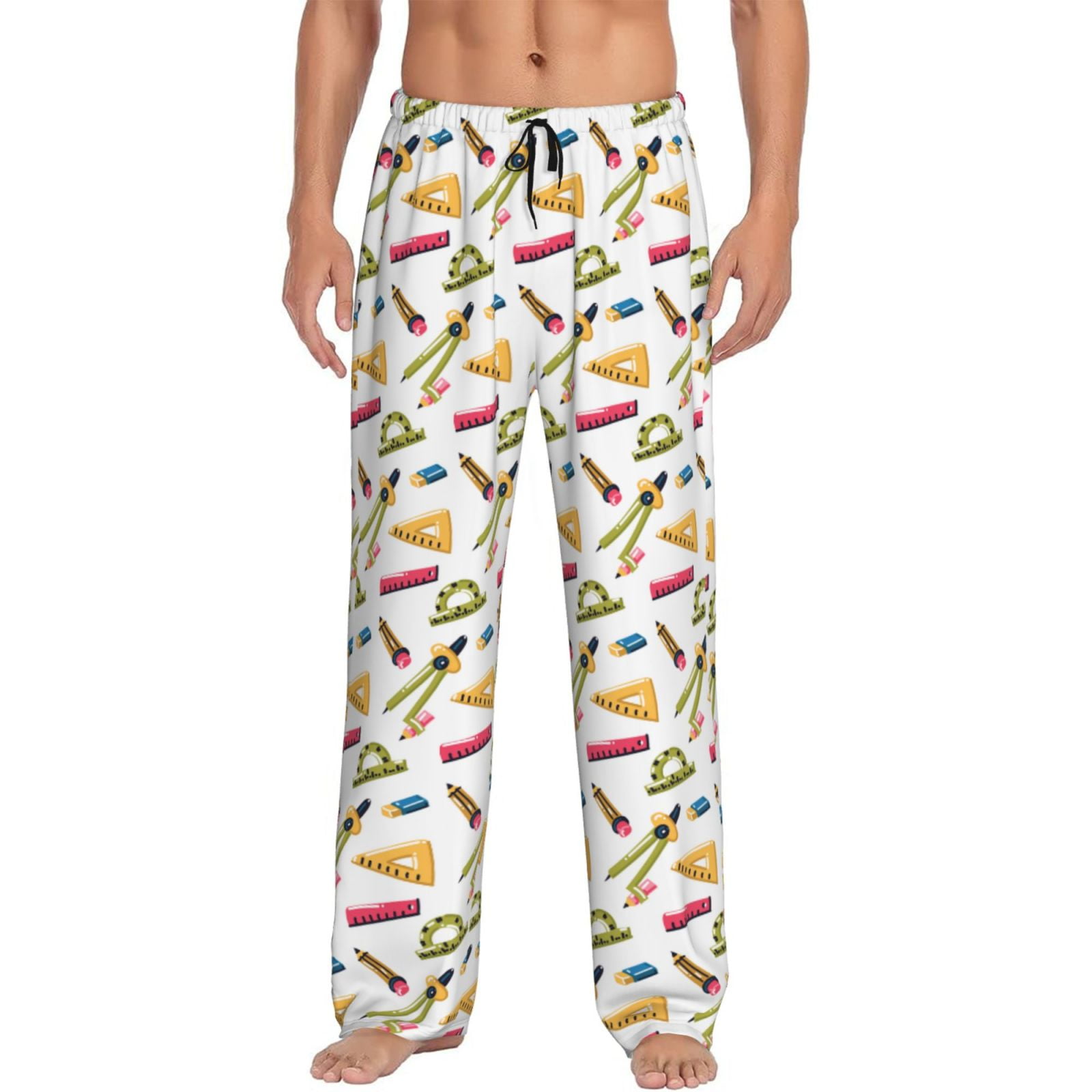 Mens Pajama Pants, Math Pencil Ruler Print Lounge Pj Pants With ...