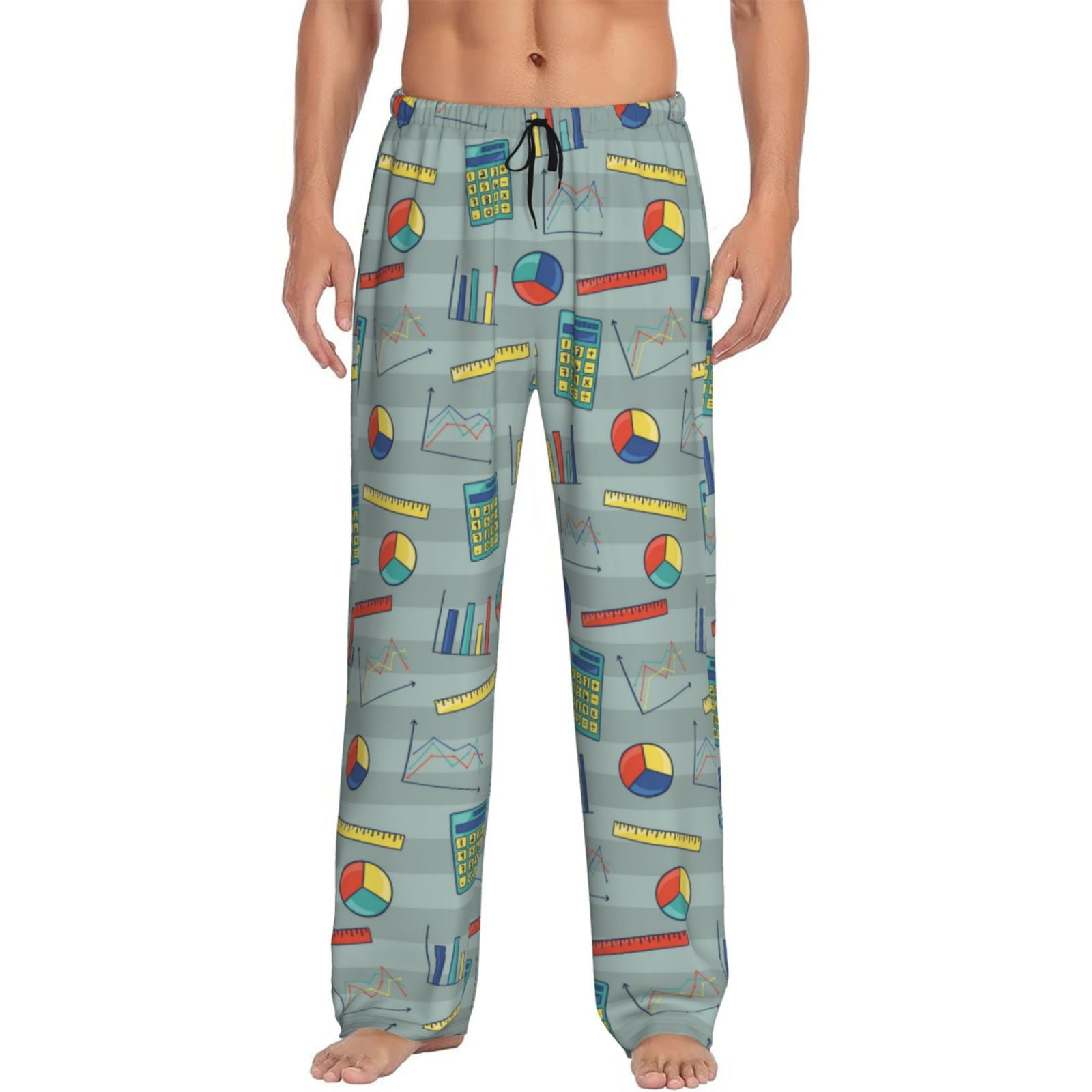 Mens Pajama Pants, Math Print Ruler Calculator Lounge Pj Pants With ...