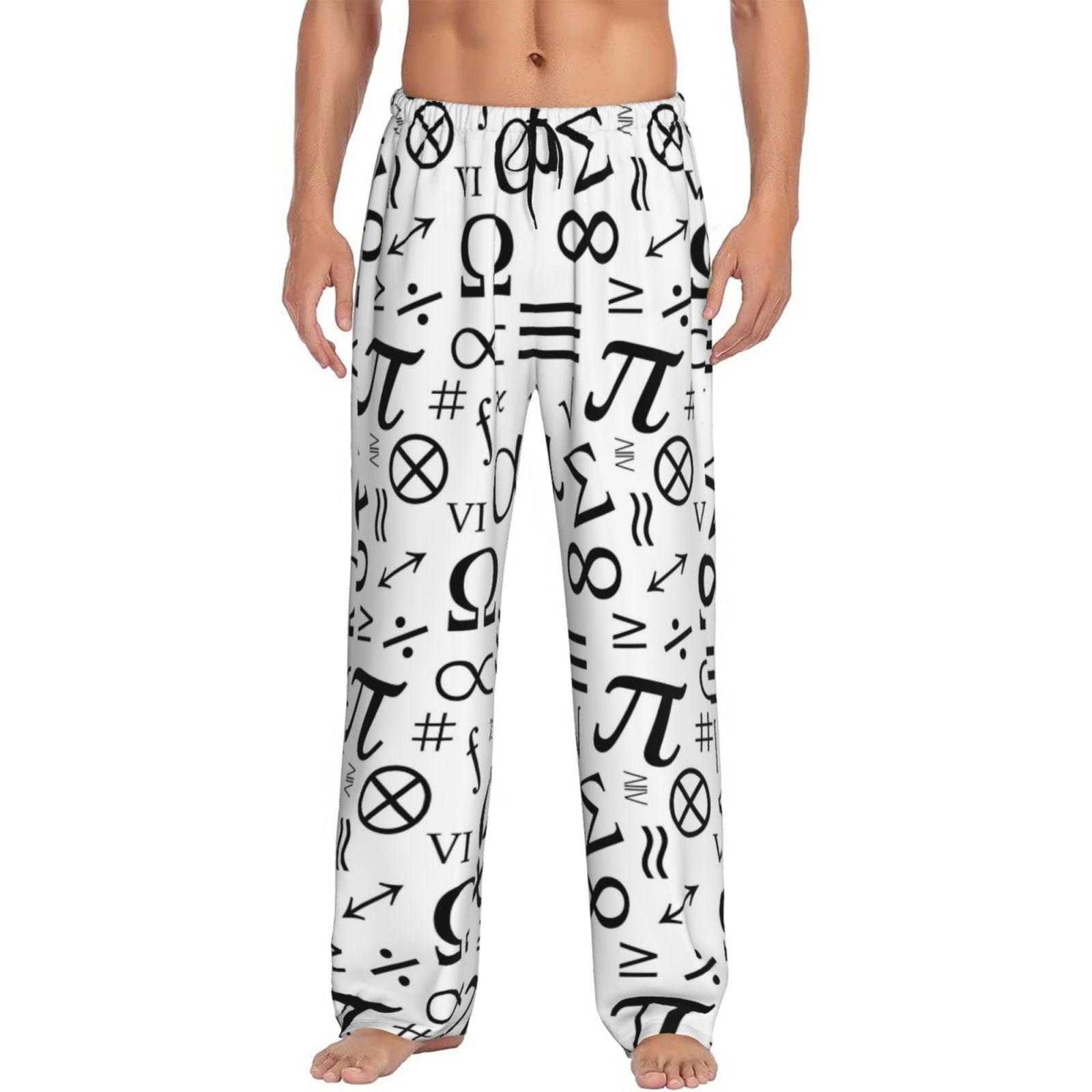 Mens Pajama Pants, Math Symbol Print Funny Lounge Pj Pants With ...