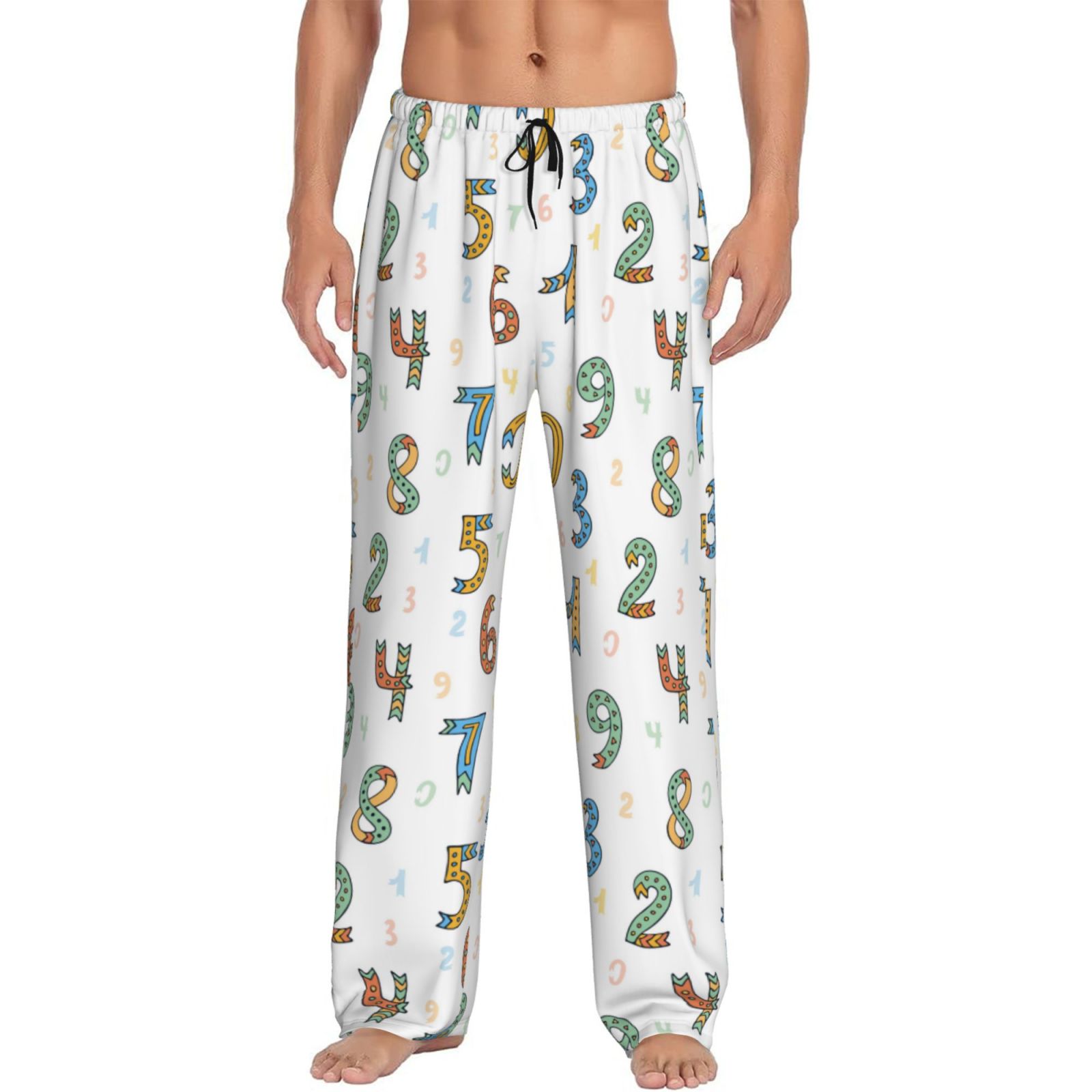 Mens Pajama Pants Math number Print cartoon Mens Pajama Pants, Soft ...