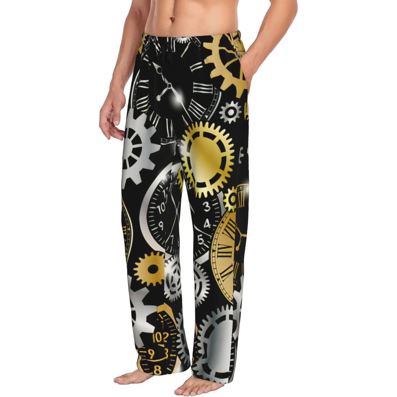 Mens Pajama Pants Mechanical Gears And Clocks Pattern Sleep & Lounge ...