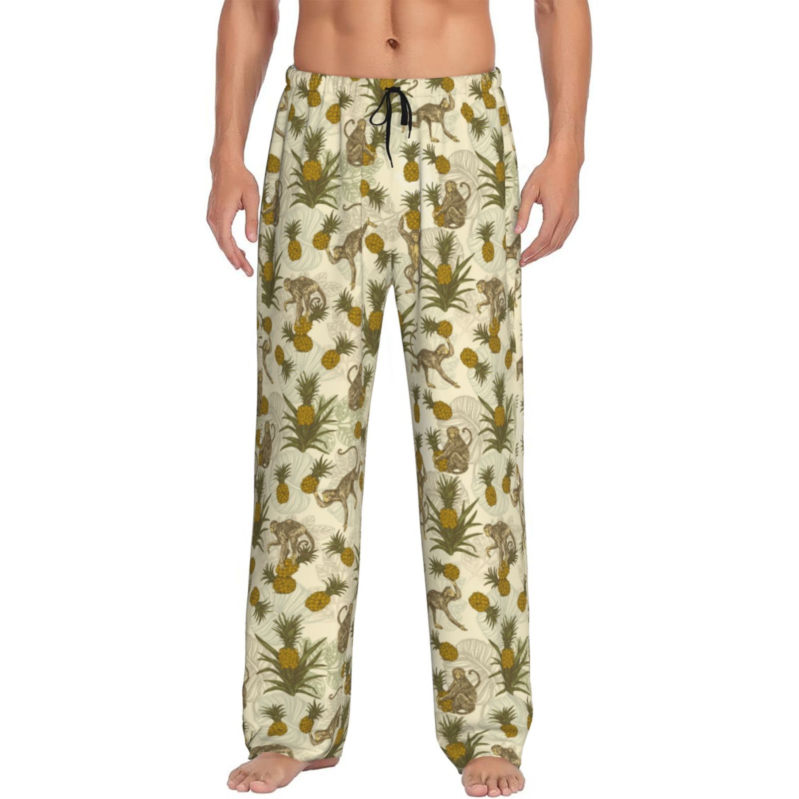 Mens Pajama Pants - Monkeys And Pinealpples Mens Sleepwear, Lounge Pj ...