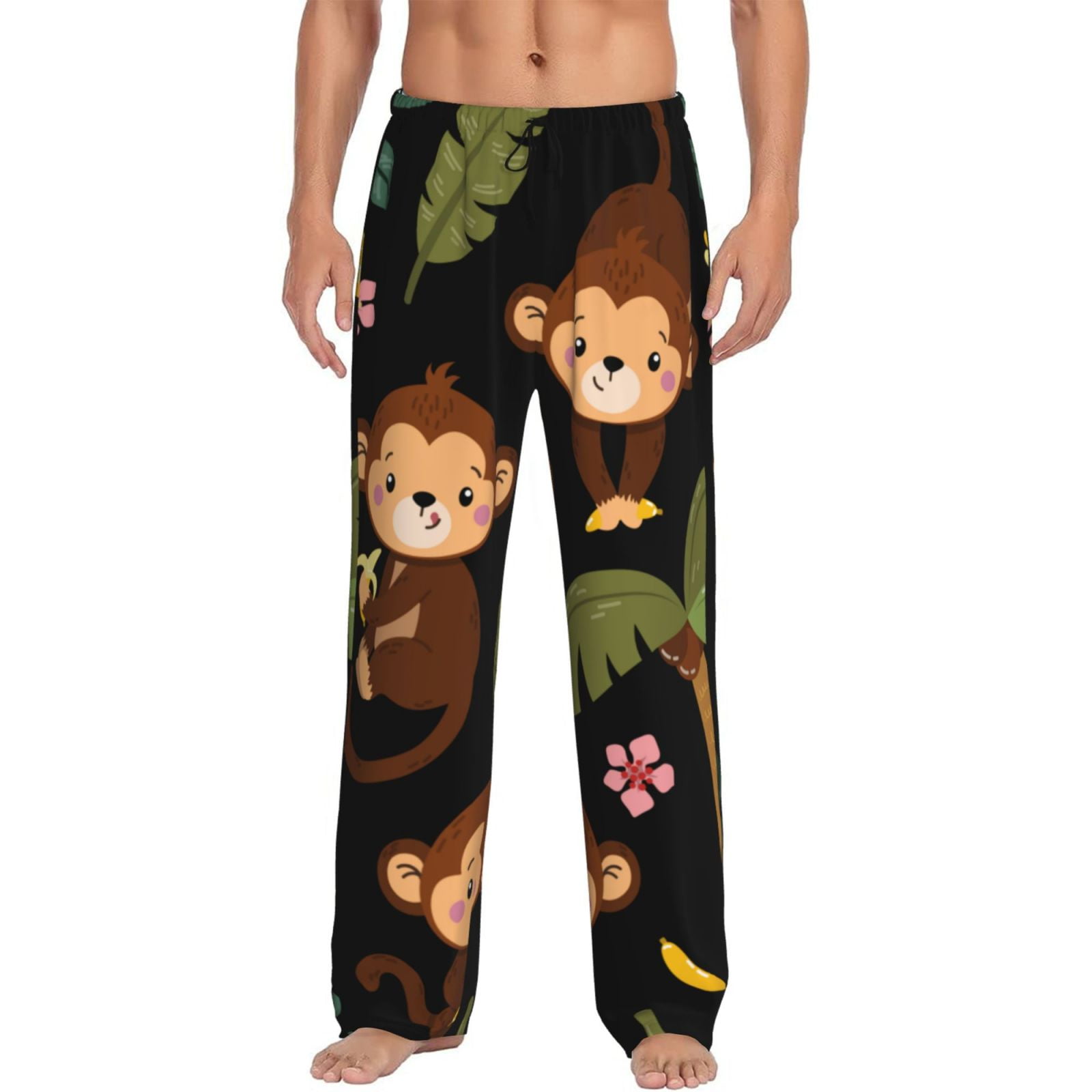 Mens Pajama Pants, Monkeys Swinging From Palms Lounge Pj Pants With ...