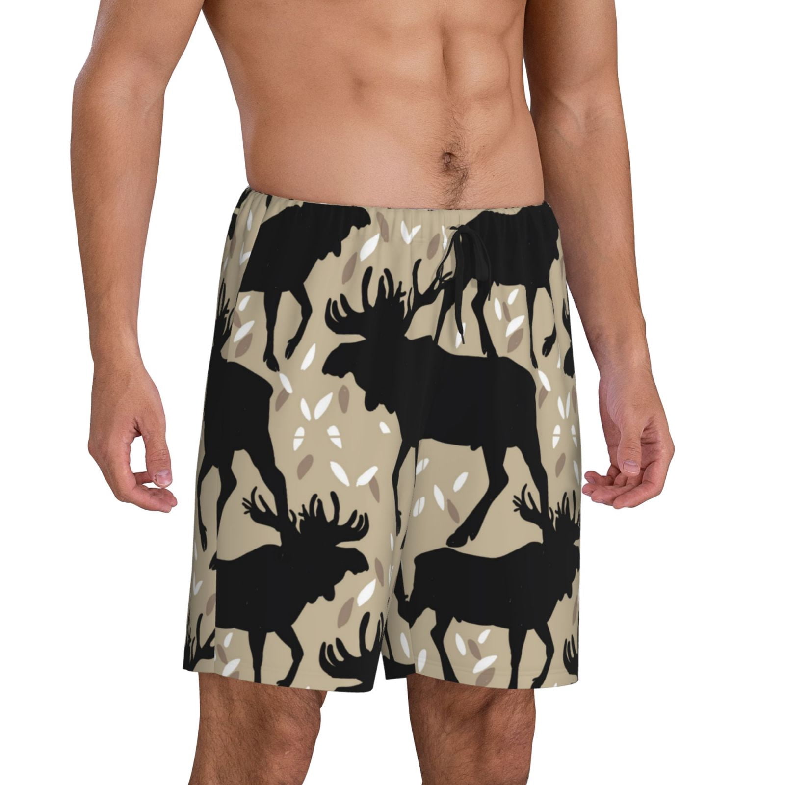 Mens Pajama Pants - Moose Antlers Elk Vintage Sleep Shorts Mens Pajama ...