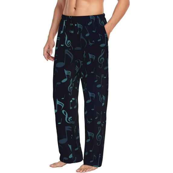 Mens Pajama Pants Music Notes Treble Clef Sleep & Lounge Pants with Two ...