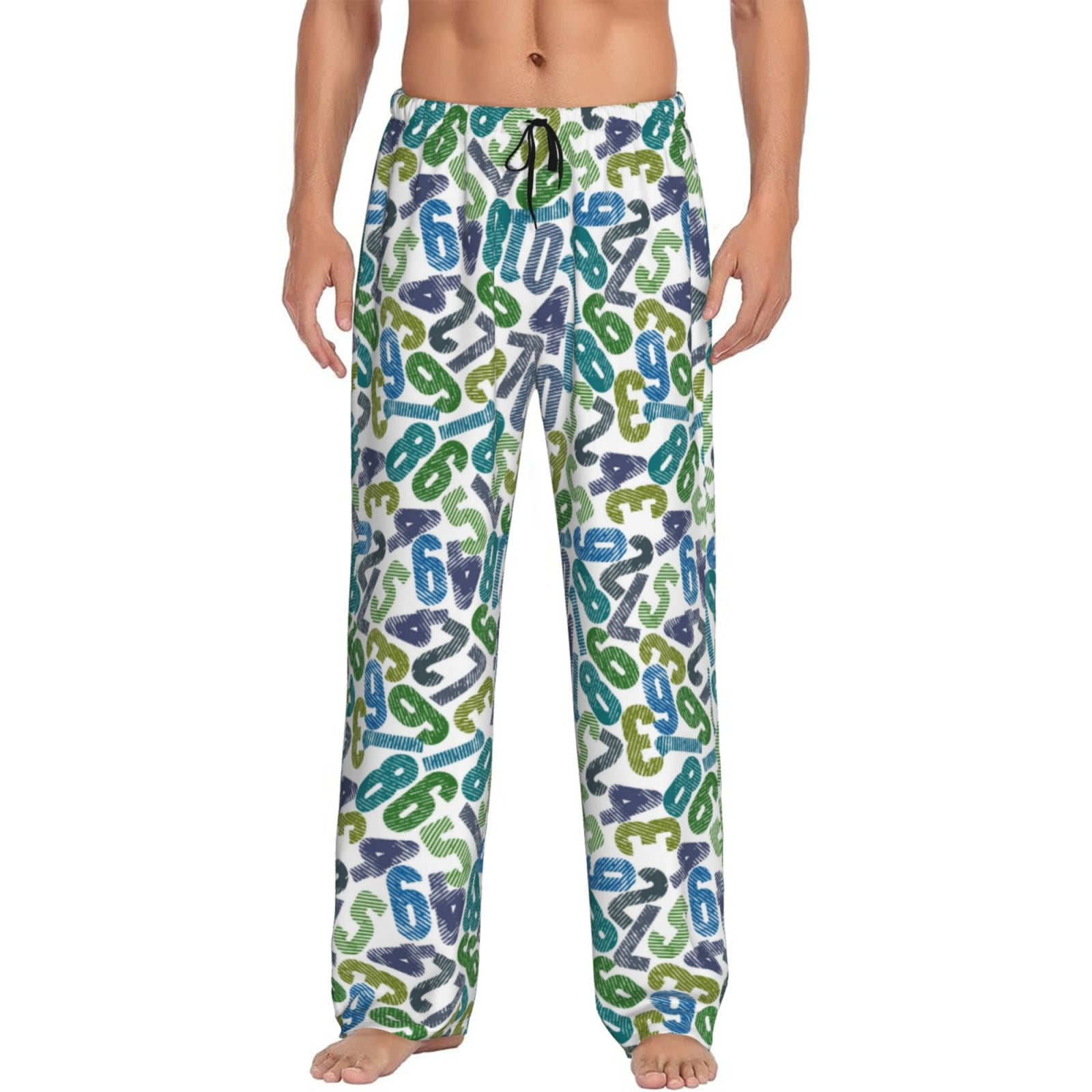 Mens Pajama Pants, Numbers Math Seal Lounge Pj Pants With Drawstring ...