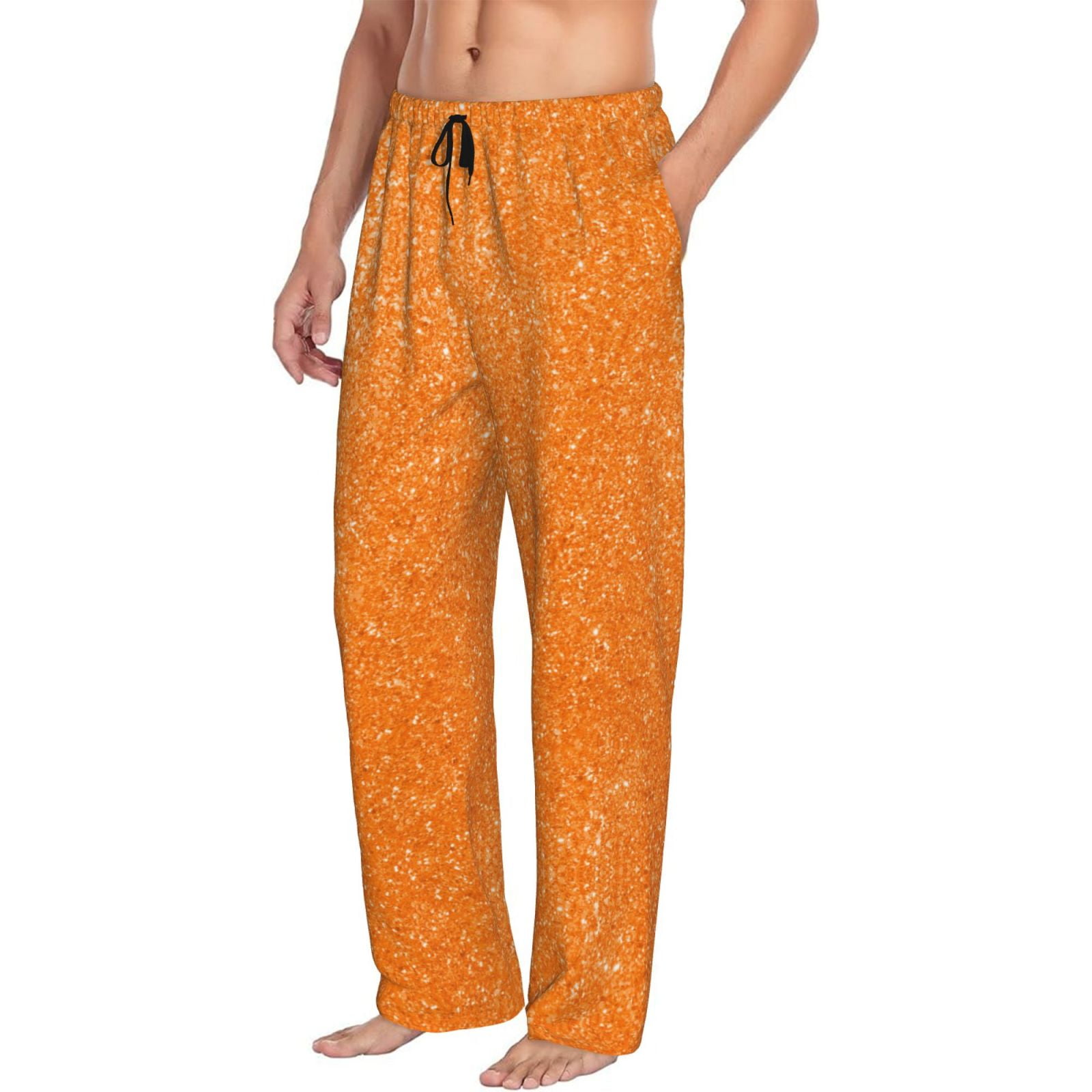 Mens Pajama Pants, Orange Glitter2 Soft Sleep & Lounge Pants for Men ...
