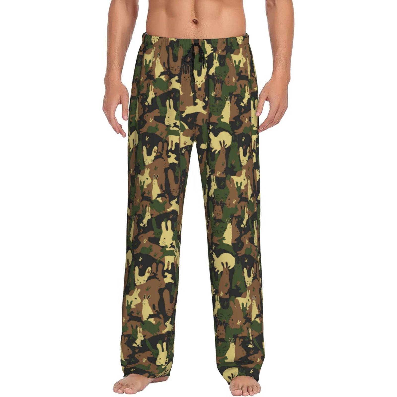 Mens Pajama Pants - Rabbit Green Camouflage Mens Sleepwear, Lounge Pj ...