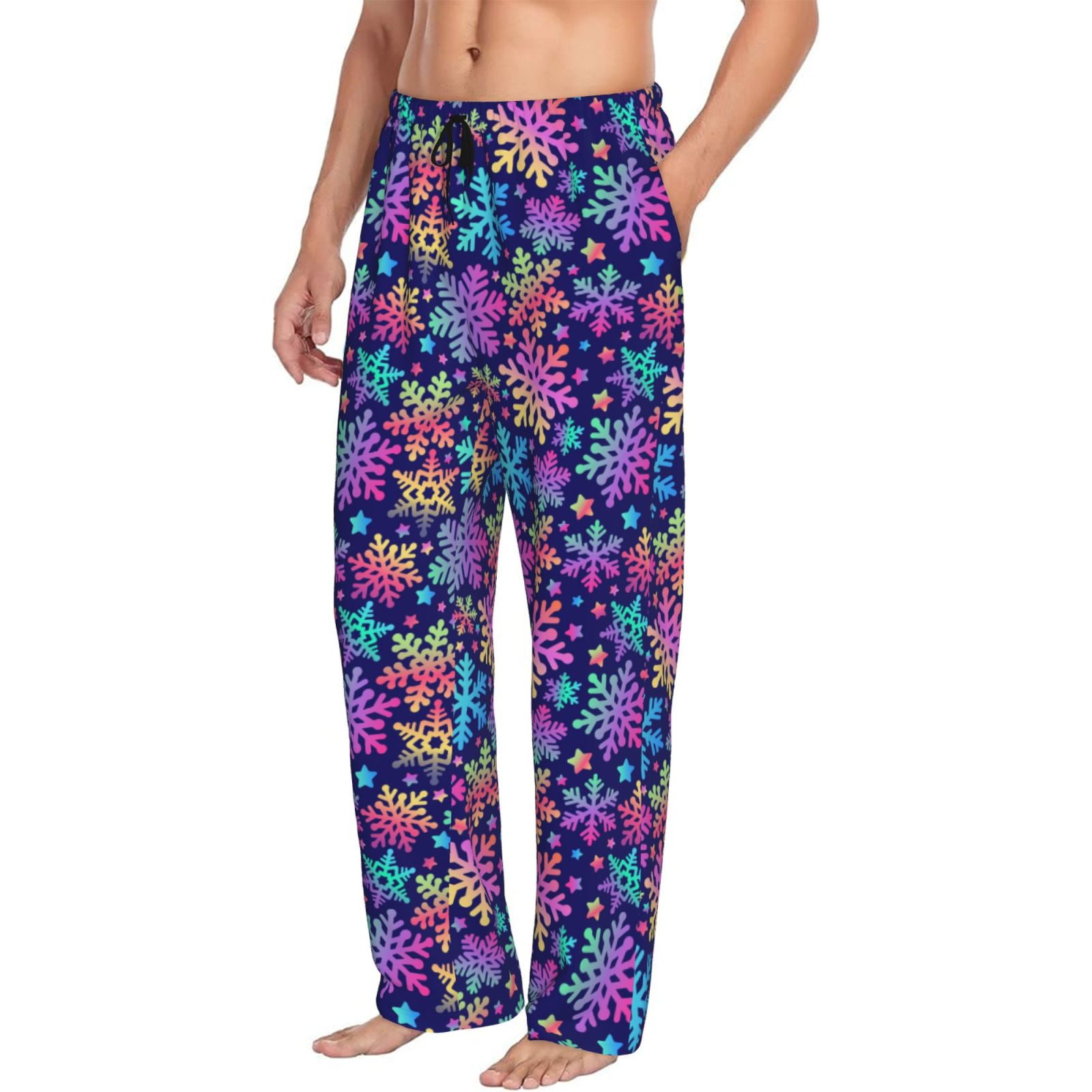 Mens Pajama Pants, Rainbow Snowflakes Mens PJ Pants Bottoms Sleep Pants ...