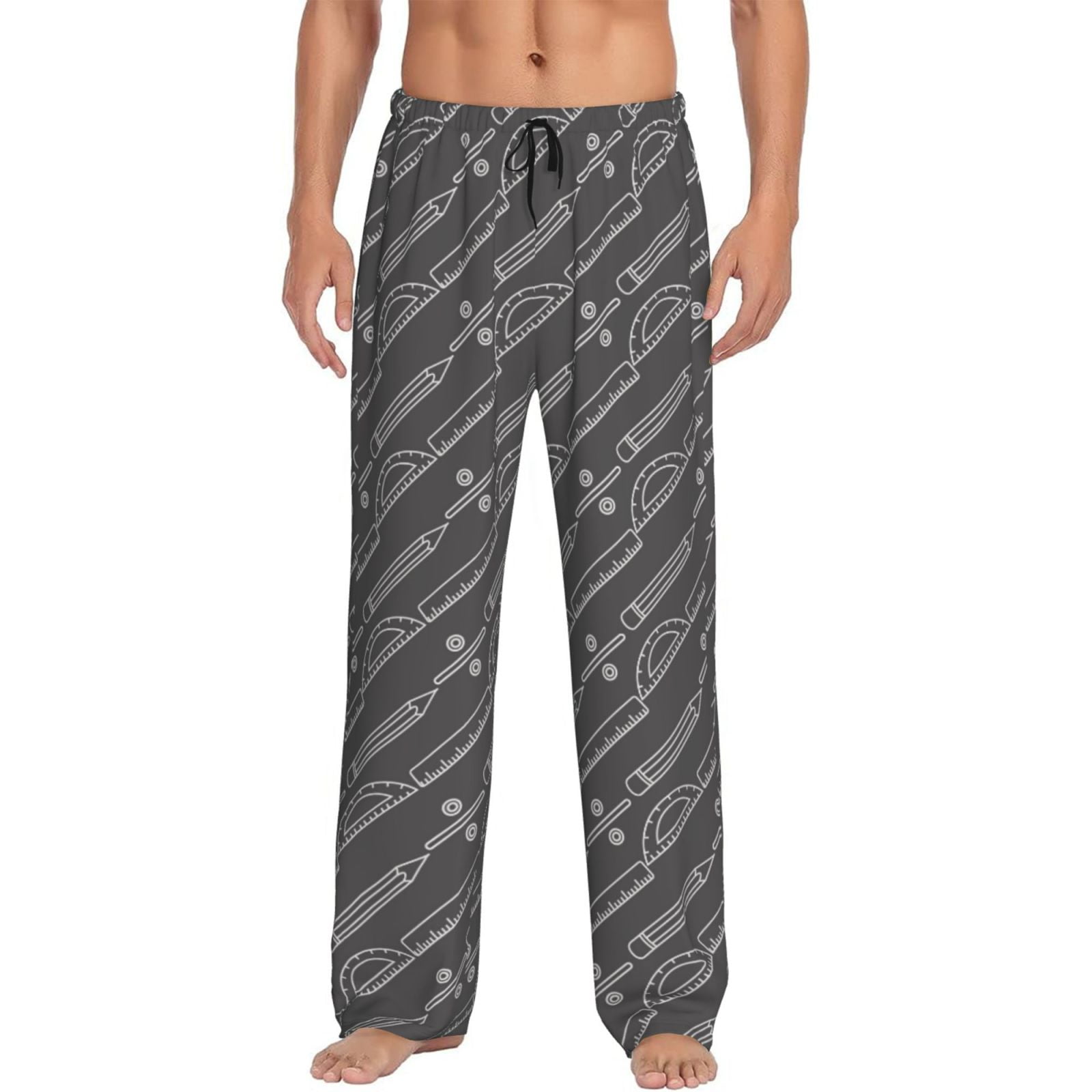 Mens Pajama Pants, Ruler Pencil Math Print Lounge Pj Pants With ...