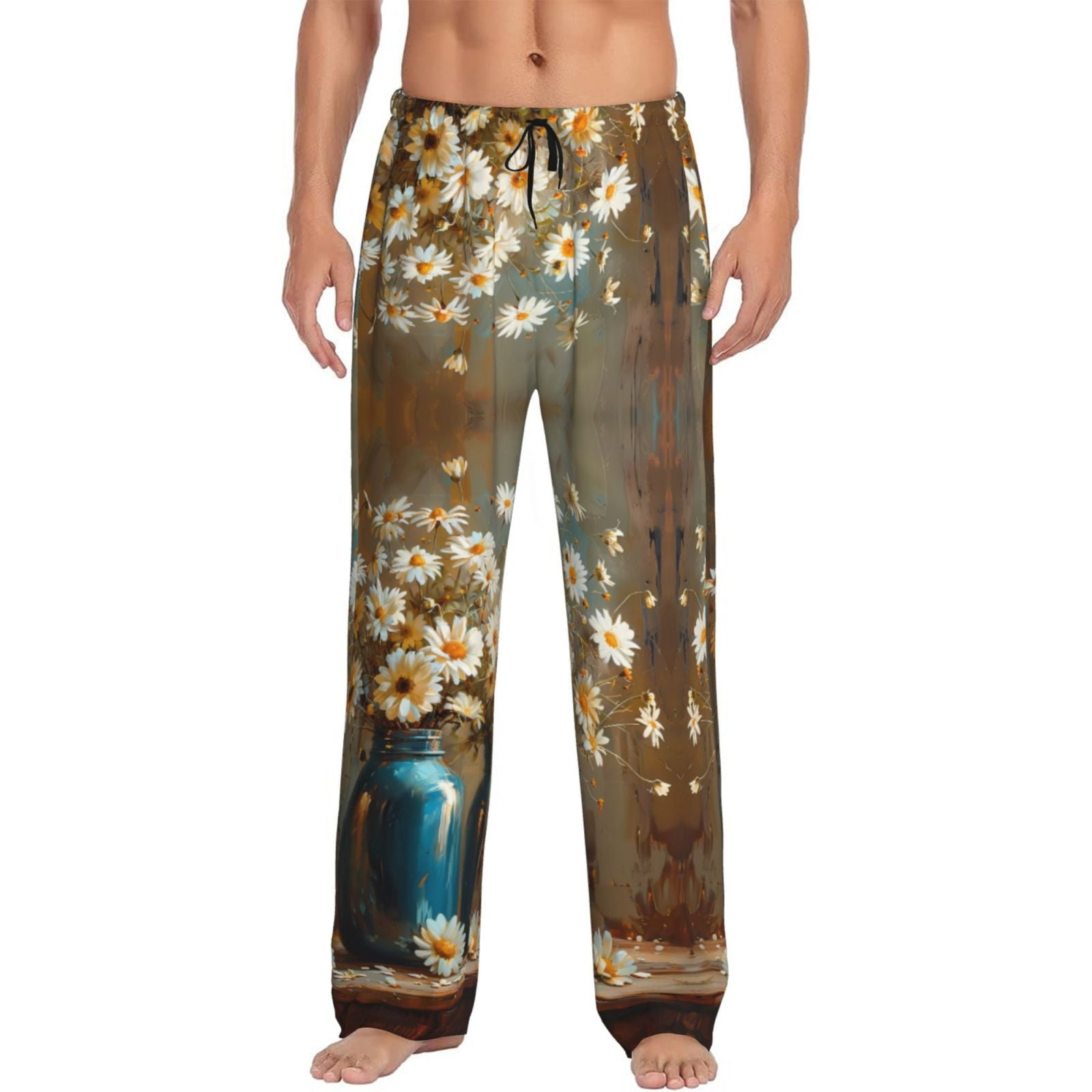 Mens Pajama Pants, Rustic Daisy Mason Jars Lounge Pj Pants With ...
