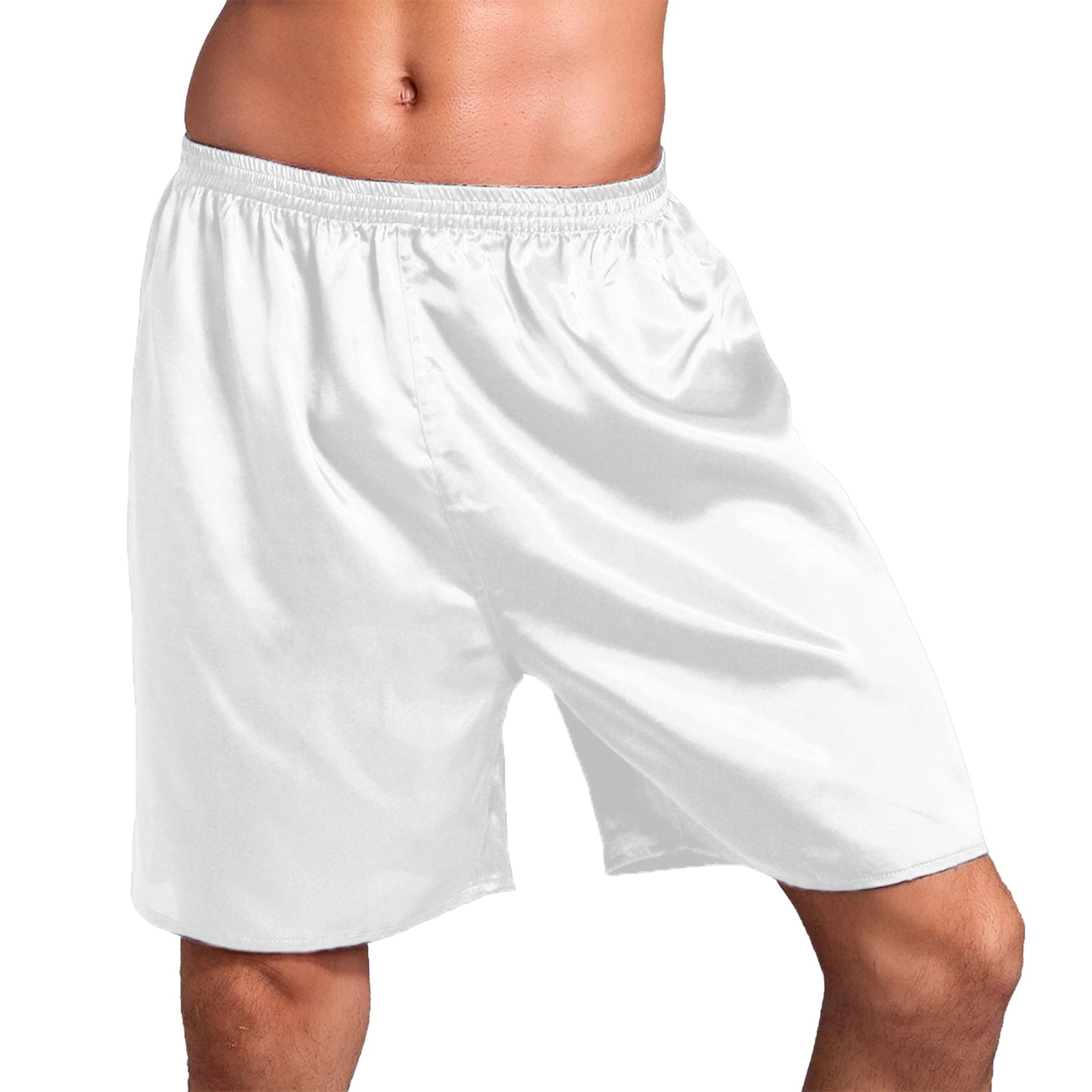 Mens Pajama Pants, Satin Pajama Boxer Shorts with Elastic Waistband ...